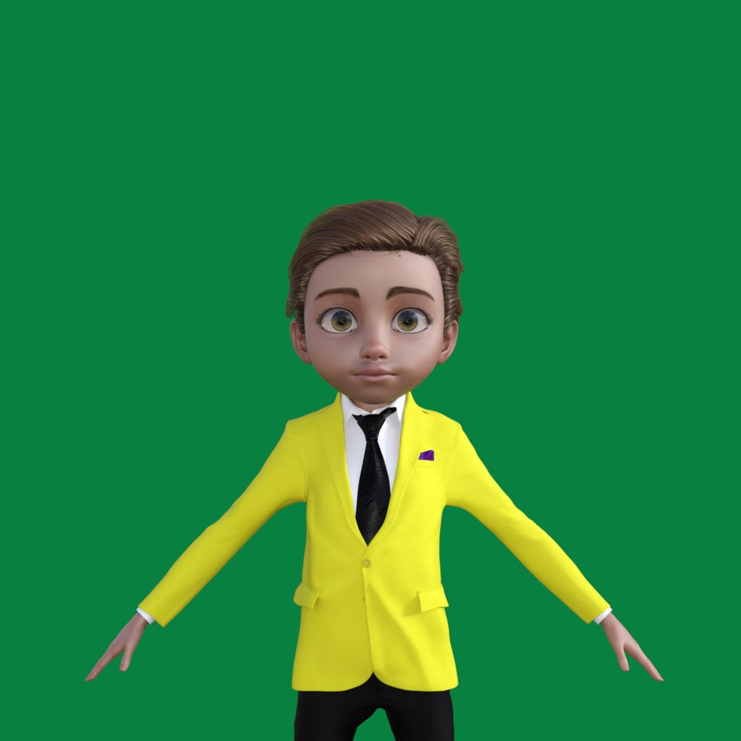 3D Cartoon Man In Colorful Suit - TurboSquid 1977581