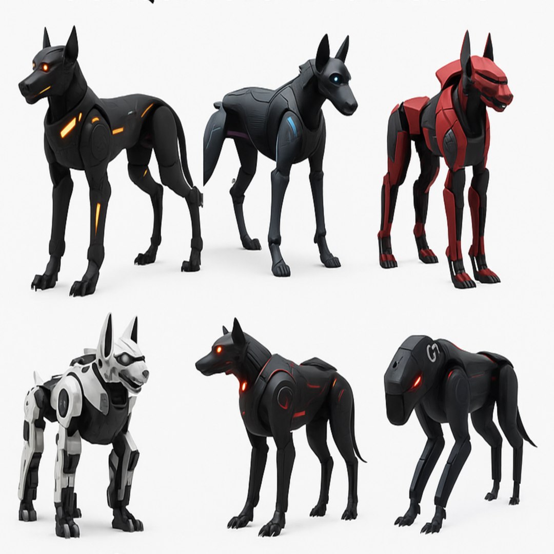 3D CyberCanines Vol1 Futuristic Robot Dog Concept Pack 6 Variants ...