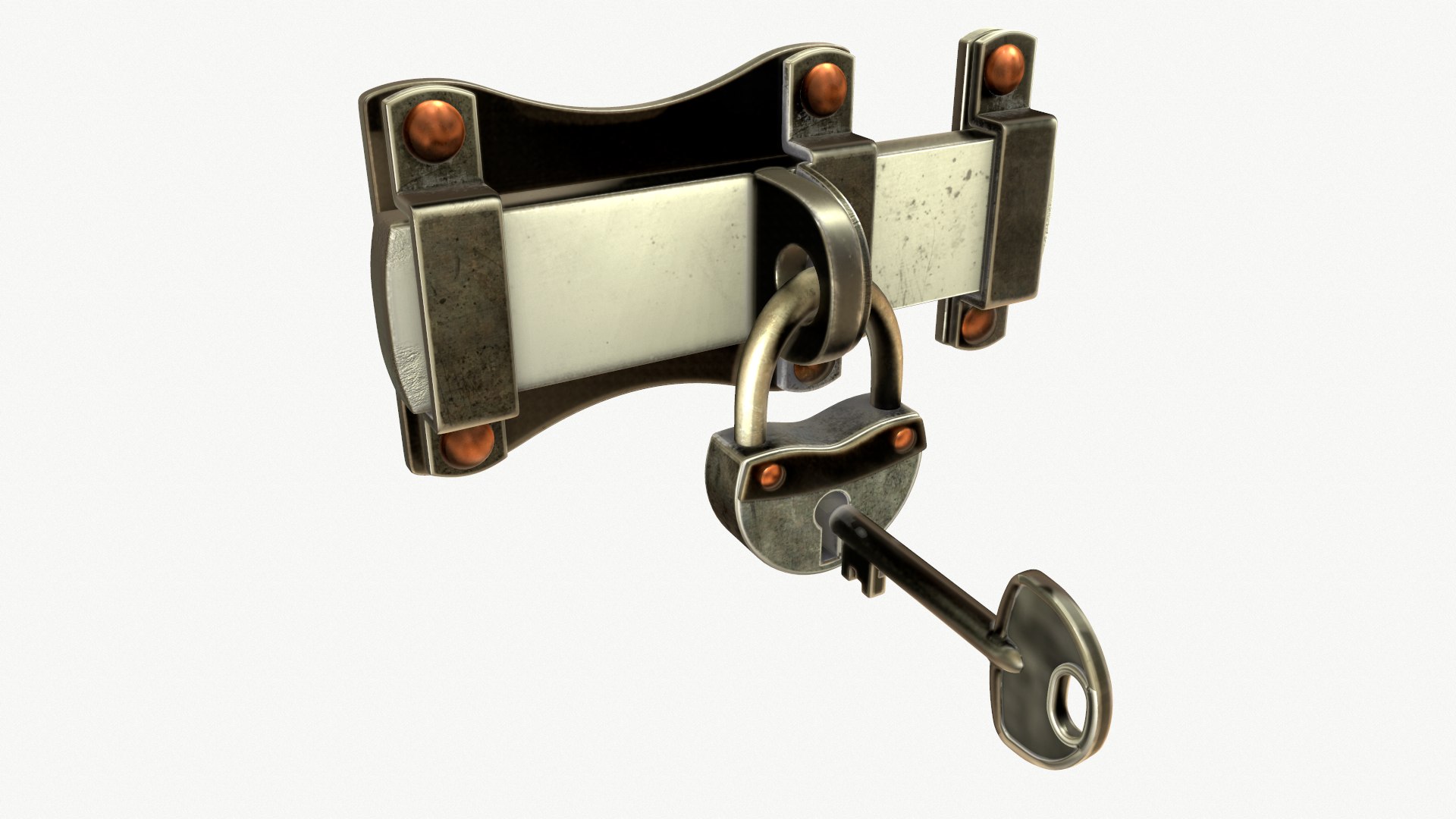3D Old Padlock And Key Model - TurboSquid 2120894