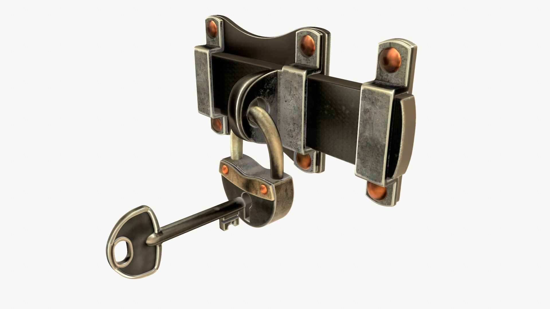 3D Old Padlock And Key Model - TurboSquid 2120894