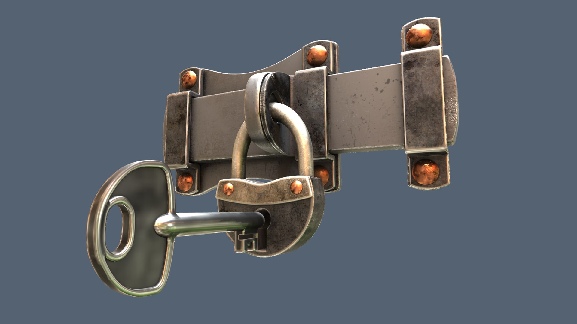 3D Old Padlock And Key Model - TurboSquid 2120894