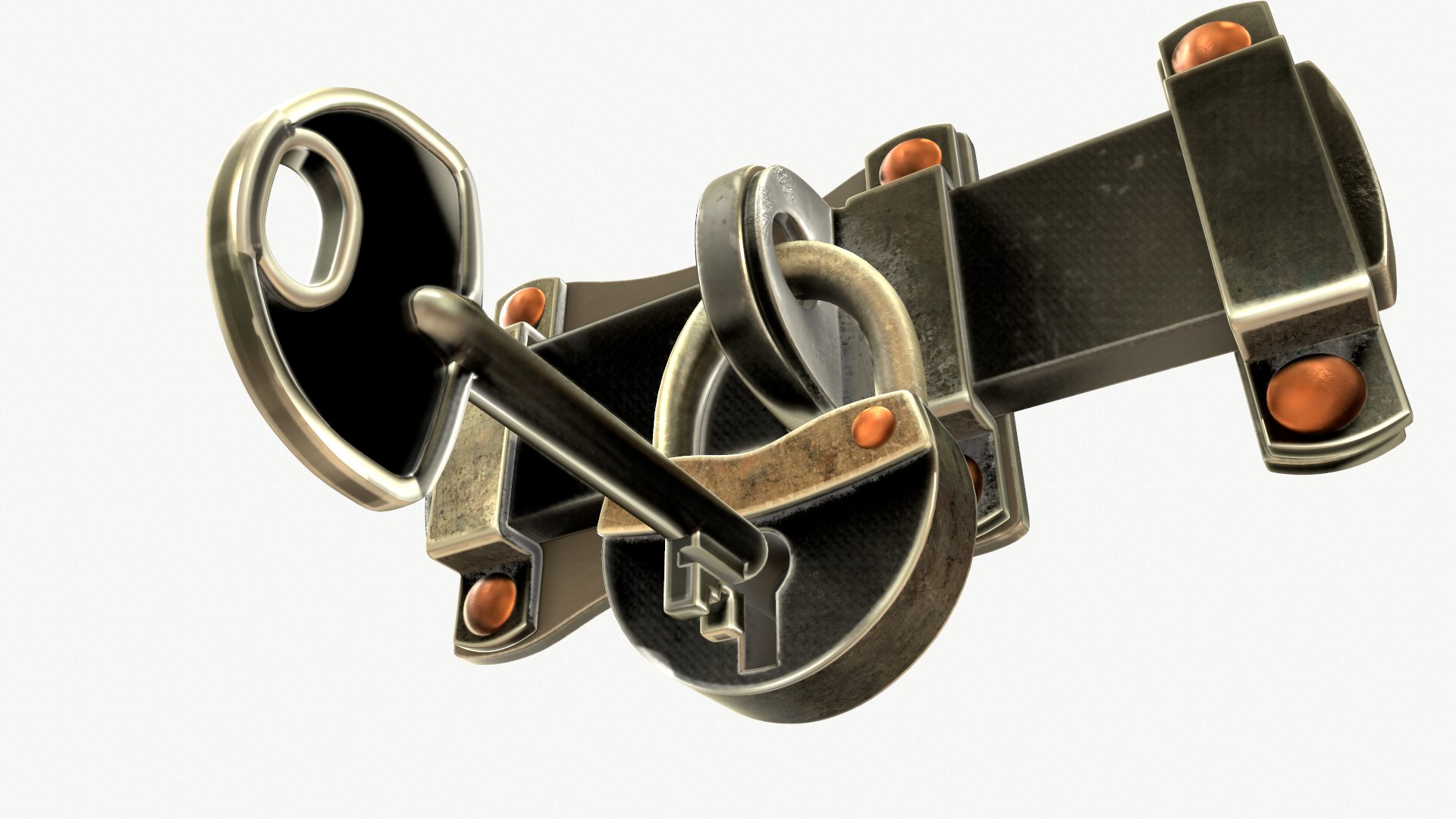 3D Old Padlock And Key Model - TurboSquid 2120894