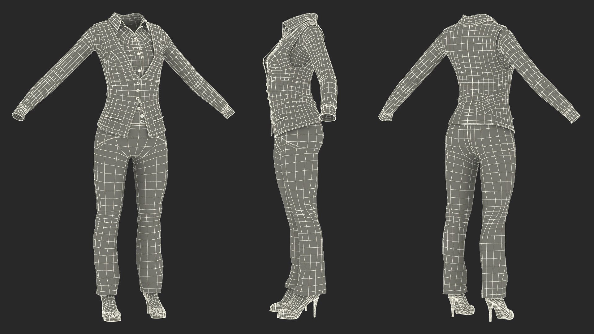 Business Attire Female Outfit 3D Model - TurboSquid 2237719
