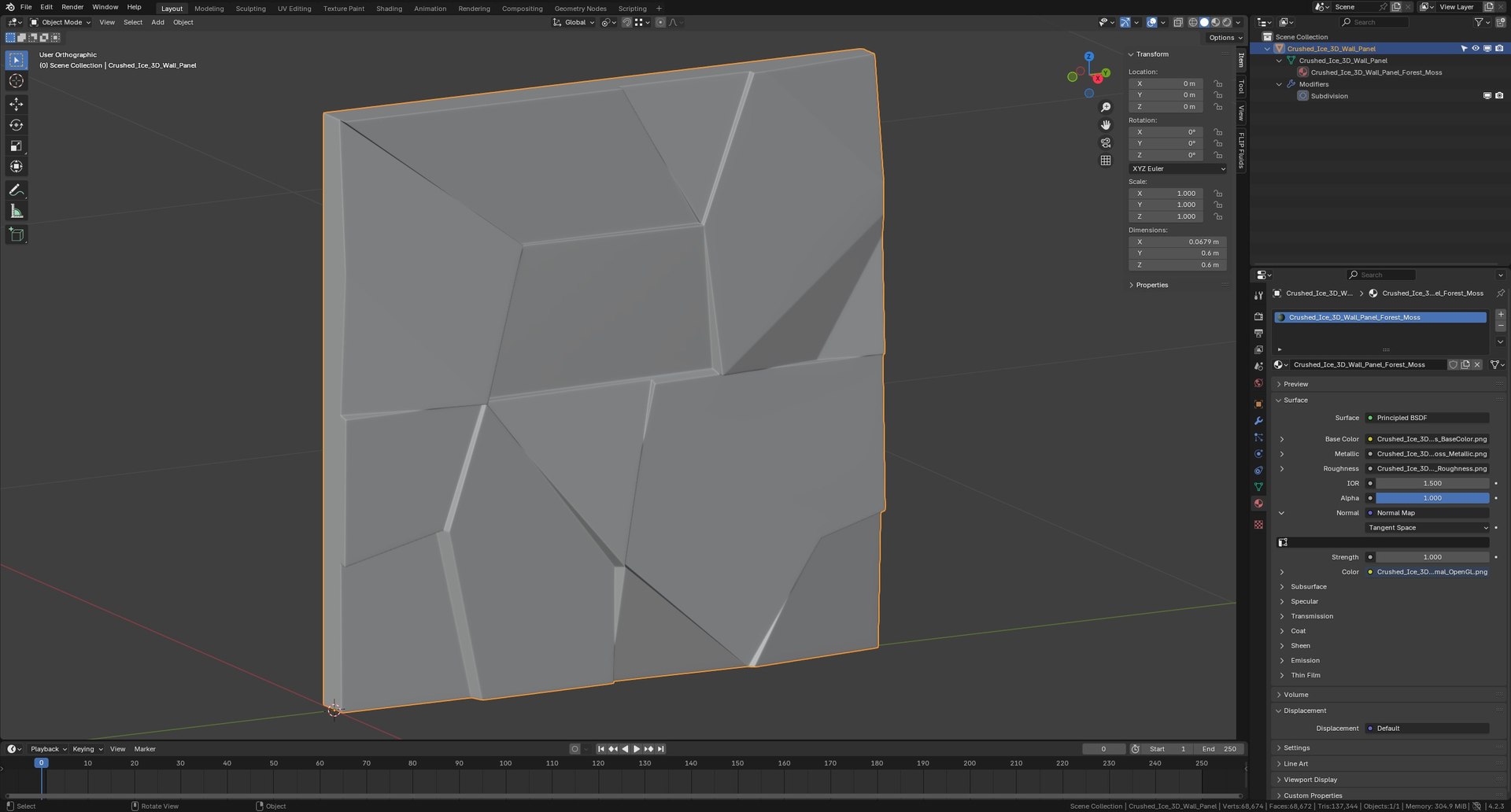 3D Crushed Ice 3D Wall Panel Forest Moss - TurboSquid 2513309