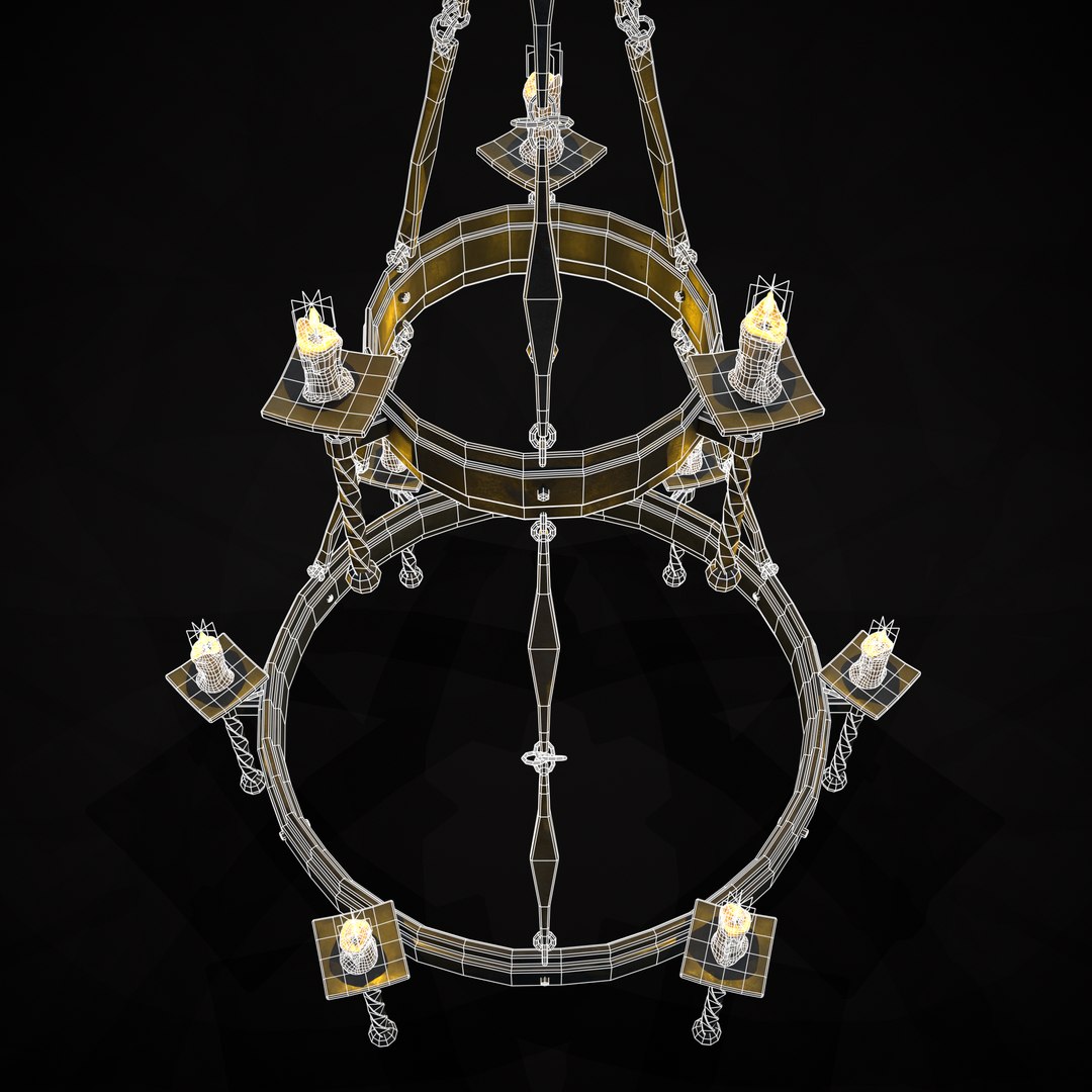 Cast Iron Candle Chandelier 3D - TurboSquid 2118601