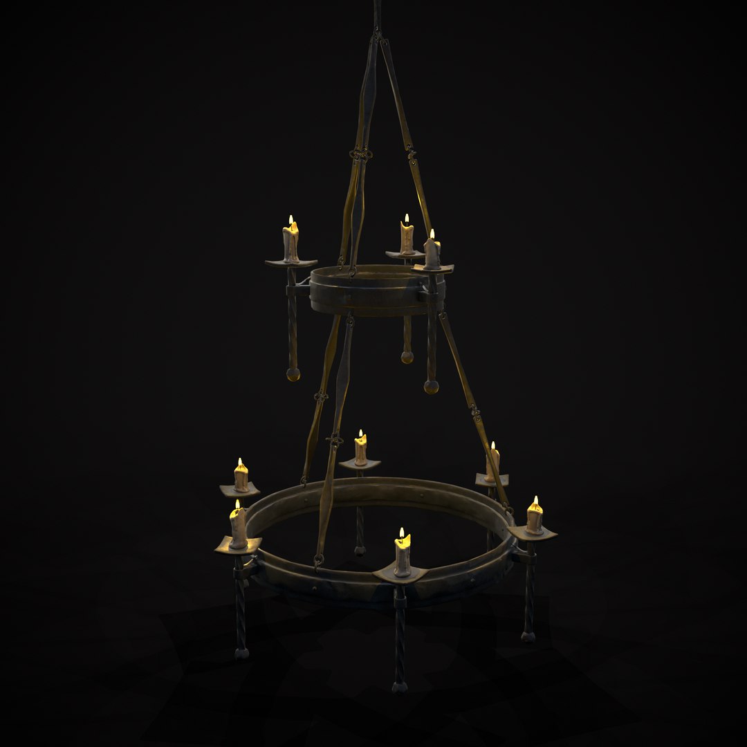 Cast Iron Candle Chandelier 3D - TurboSquid 2118601