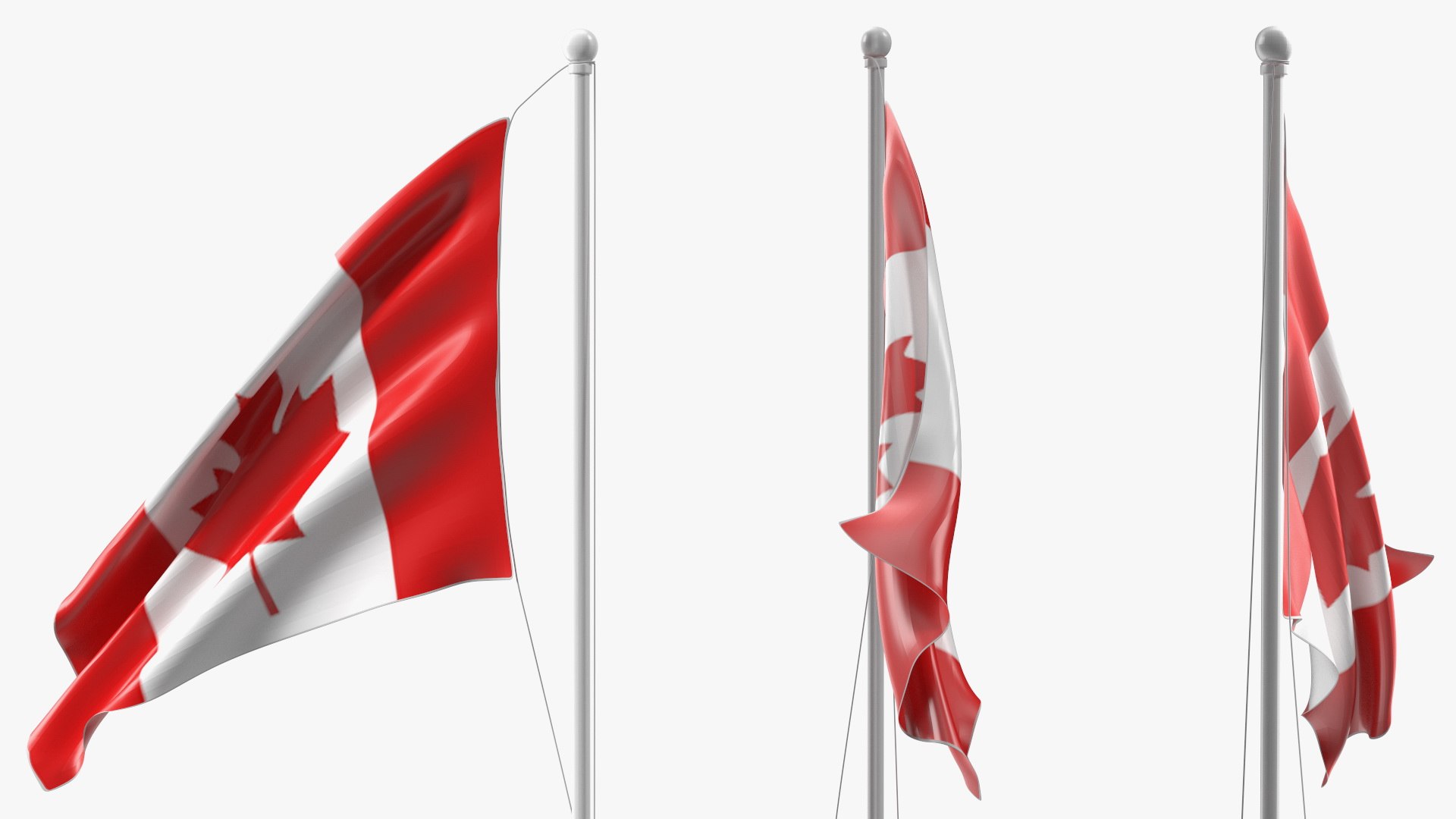3D Canada Flag on Small Flagpole - TurboSquid 2020761