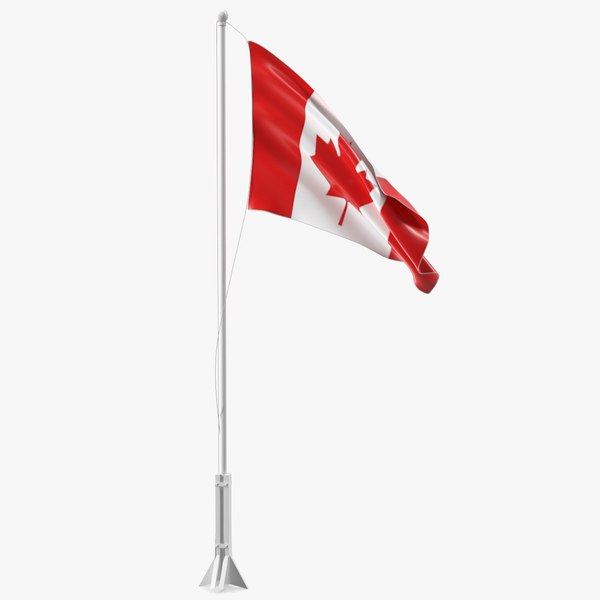 3D Canada Flag on Small Flagpole - TurboSquid 2020761
