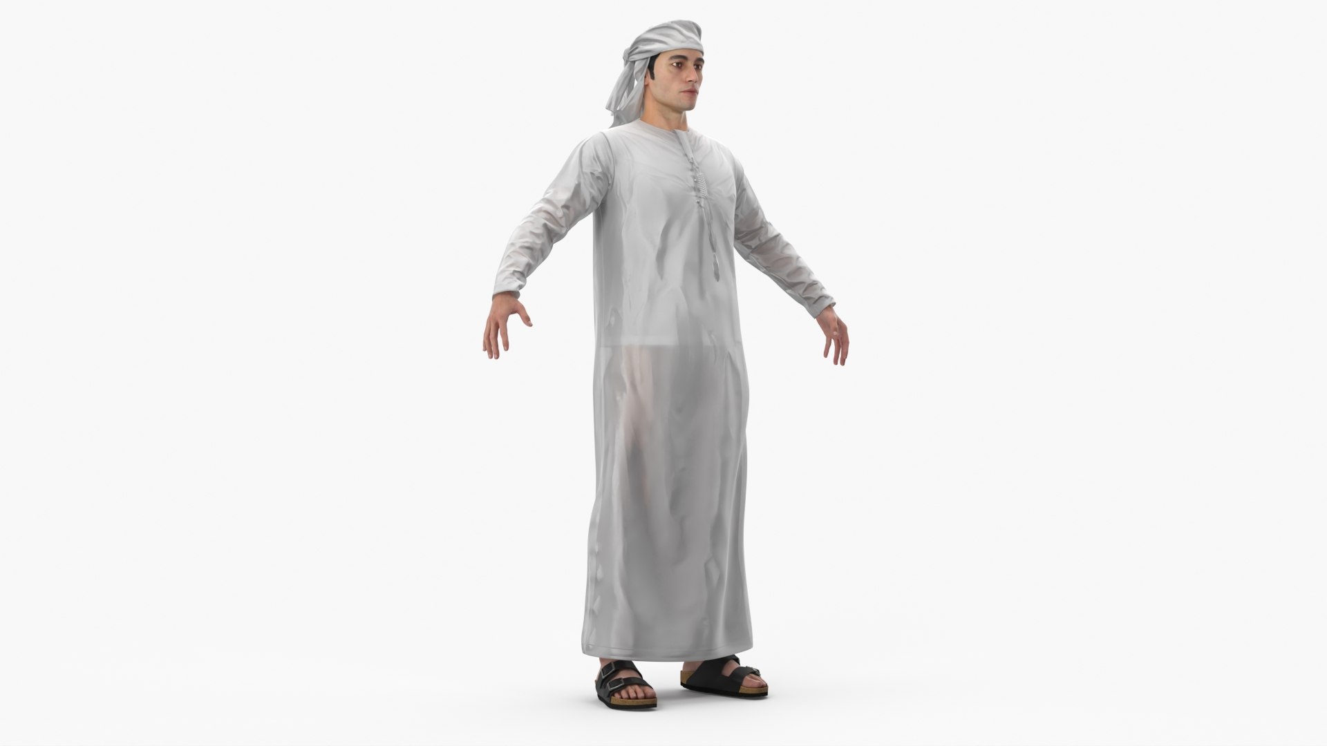 3D Man Wearing Omani Thobe With Keffiyeh White Fur - TurboSquid 2449808