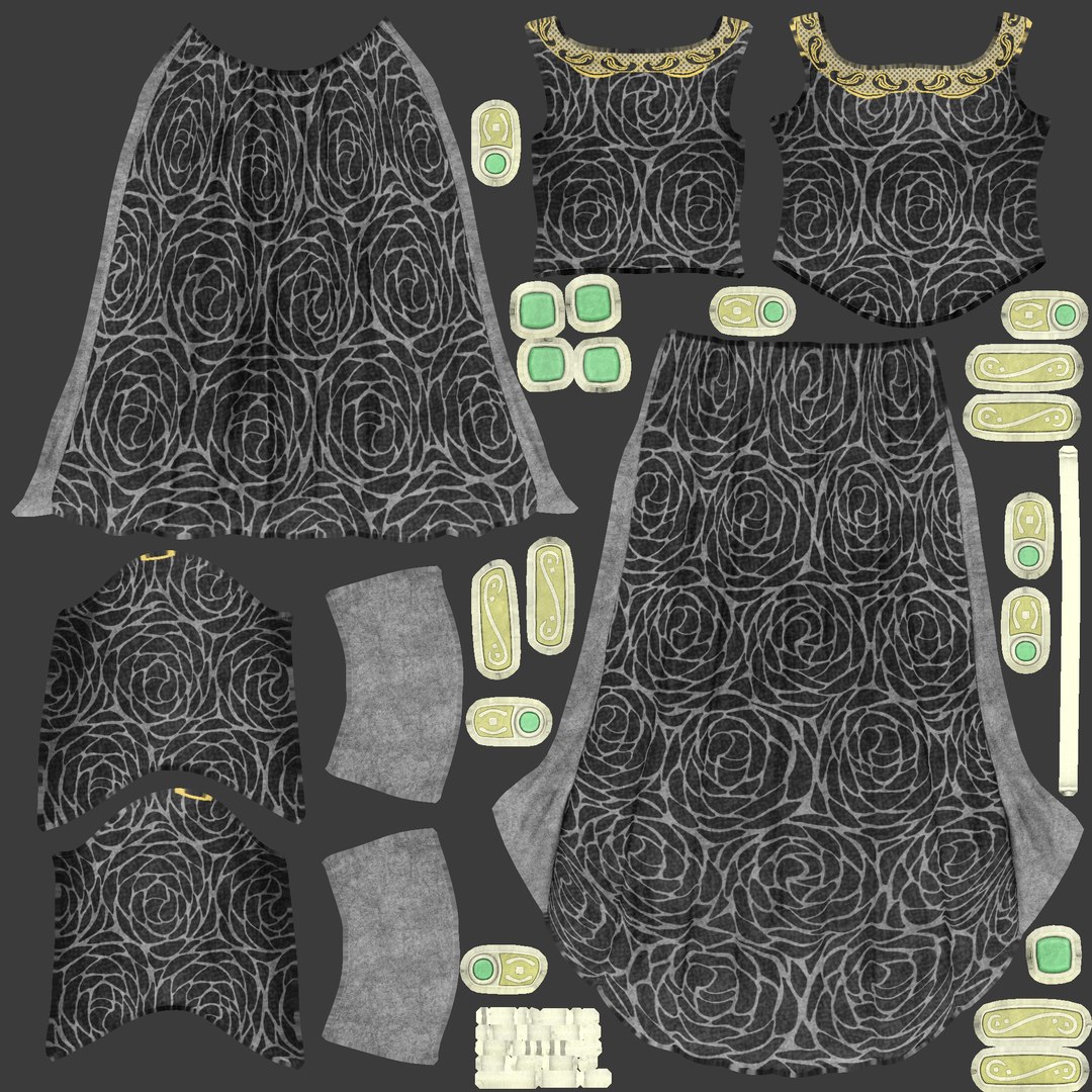 3D 14th Century Renaissance Frippery Long Gown Dress Medieval Costume ...