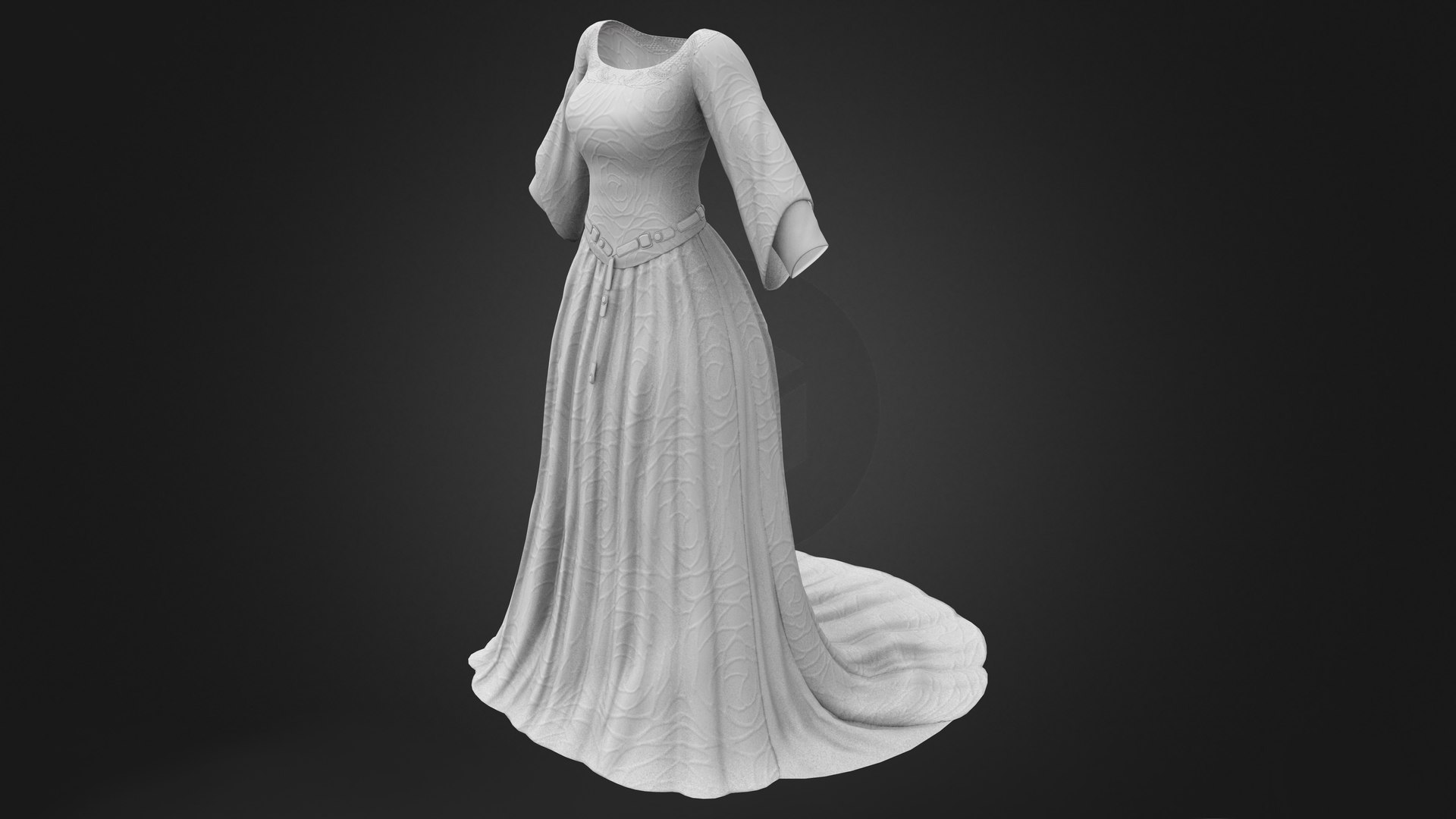 3D 14th Century Renaissance Frippery Long Gown Dress Medieval Costume ...