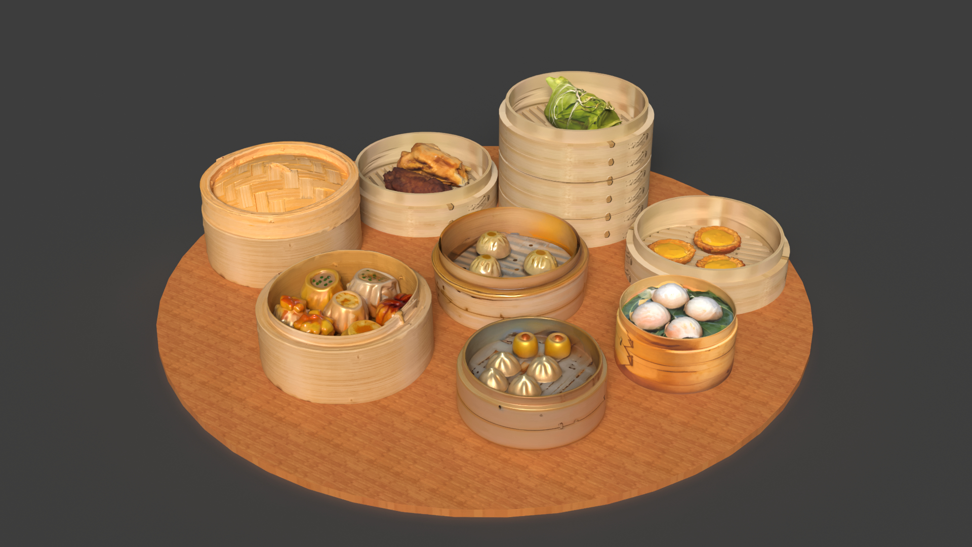 3D Chinese Dim Sum With Bamboo Steamer - TurboSquid 2324375