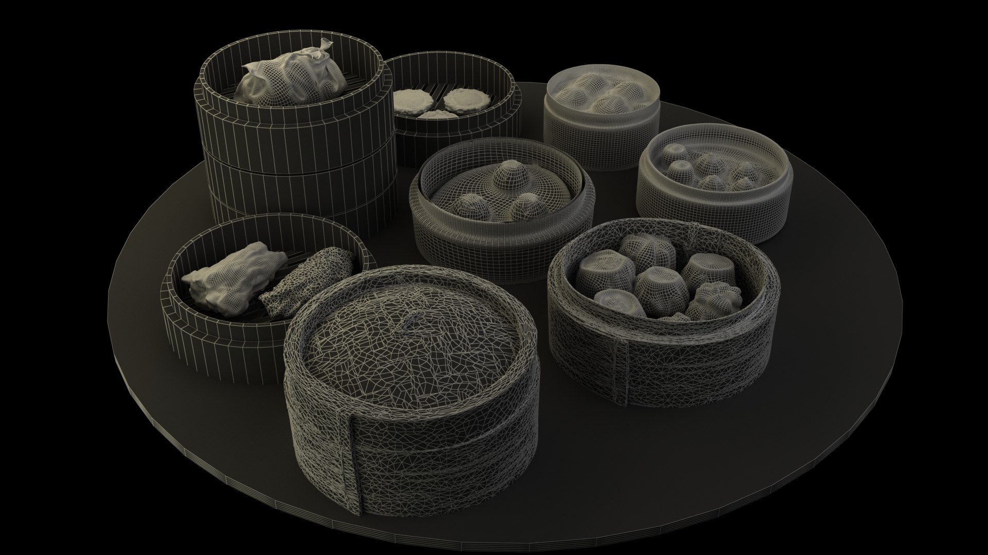 3D Chinese Dim Sum With Bamboo Steamer - TurboSquid 2324375