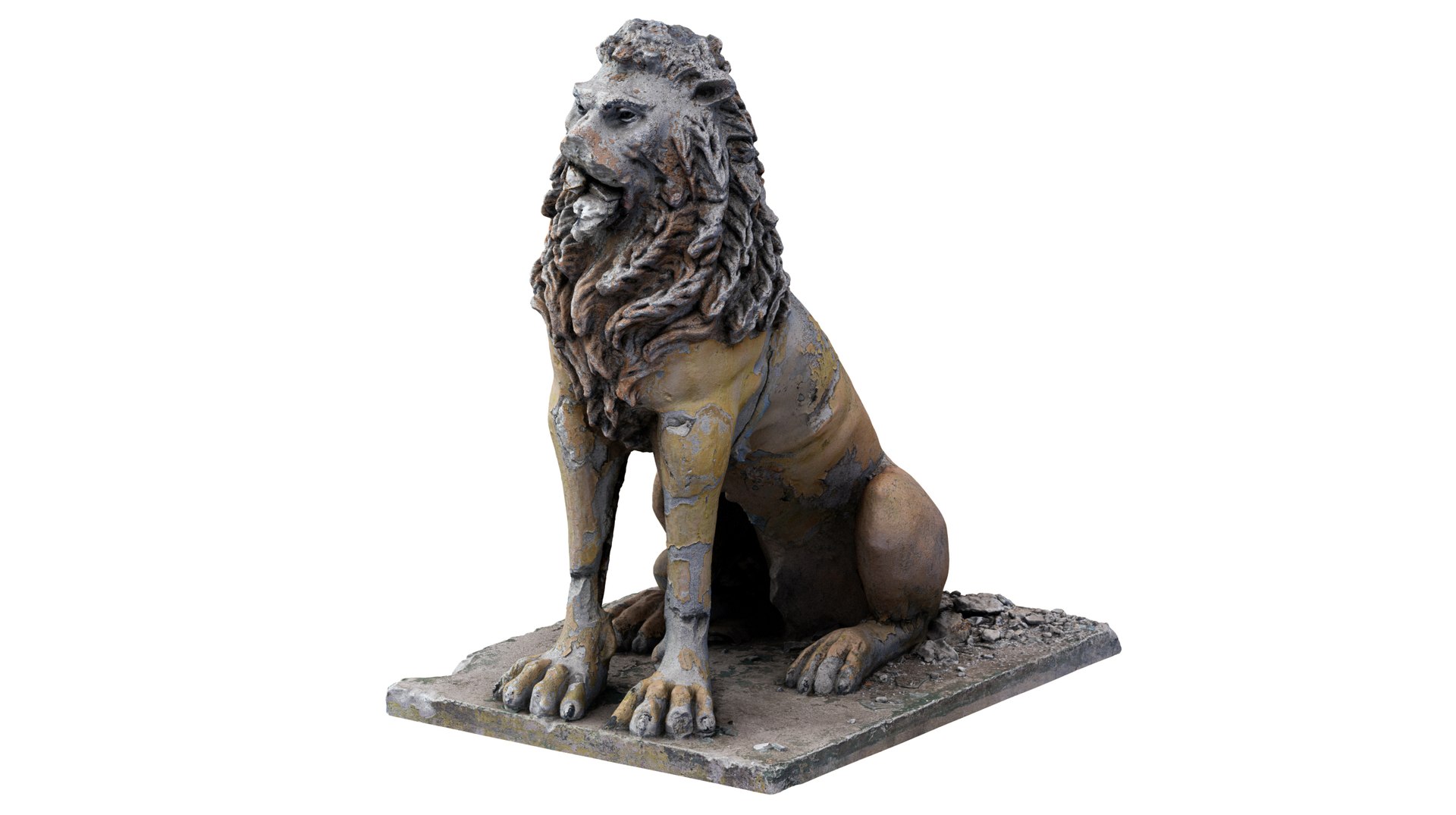 Abandoned And Damaged Lion Statue 3D - TurboSquid 1740194