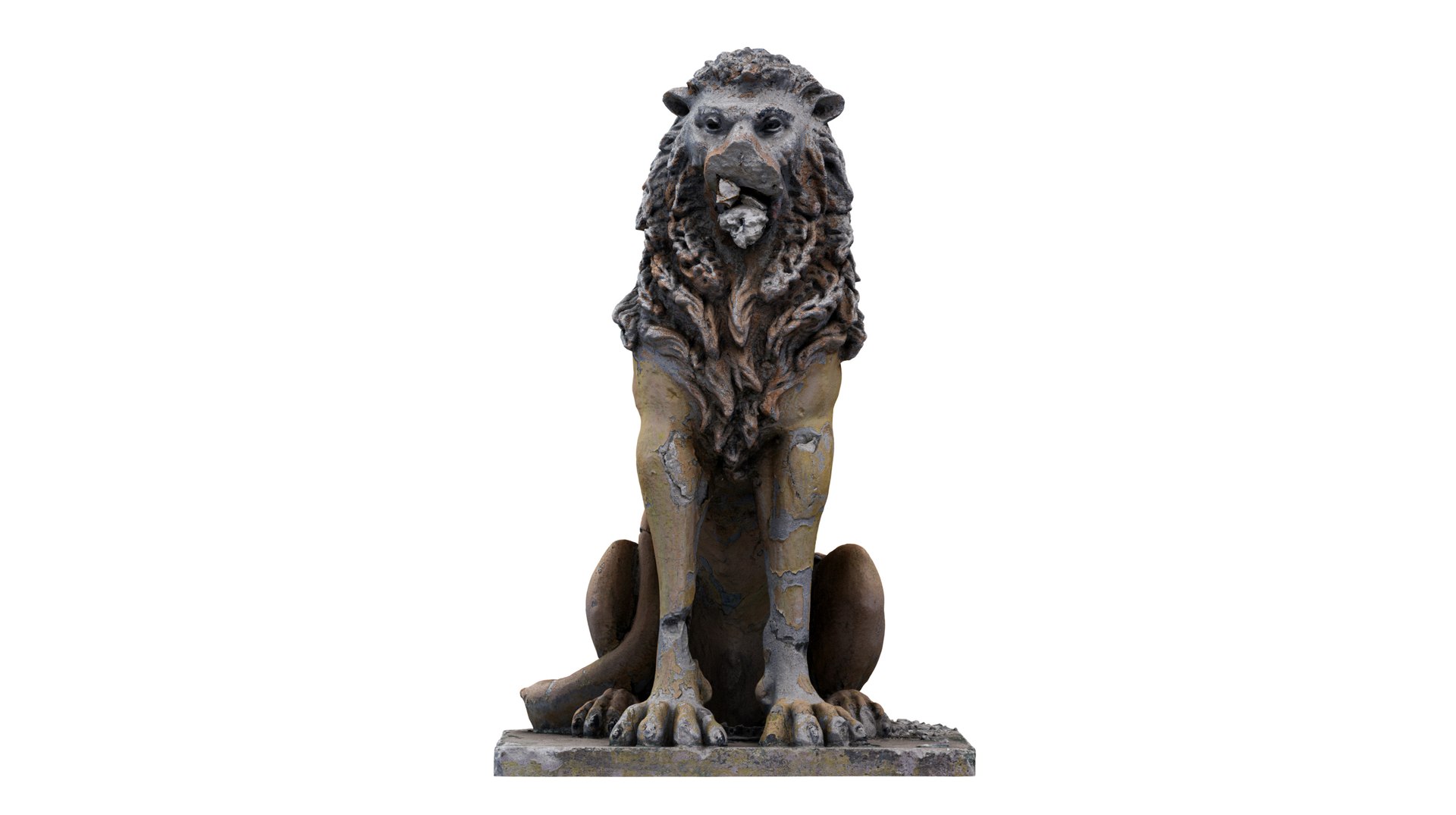 Abandoned And Damaged Lion Statue 3D - TurboSquid 1740194