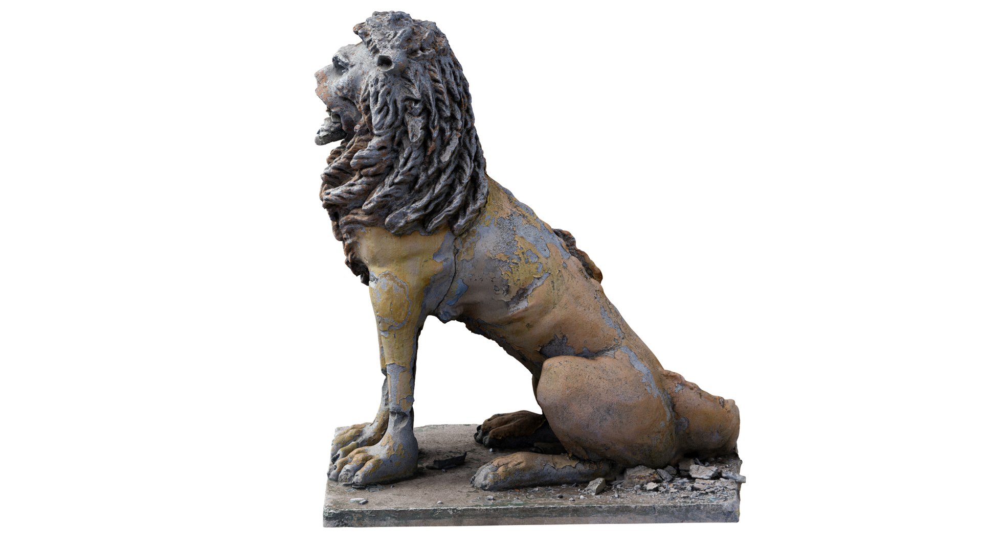 Abandoned And Damaged Lion Statue 3D - TurboSquid 1740194
