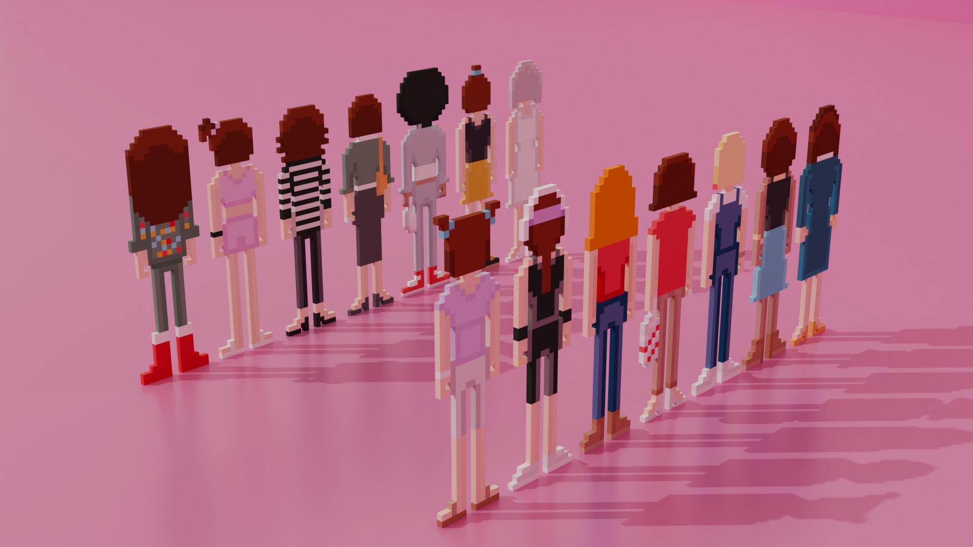 Pixel People Women 3D Model - TurboSquid 2486427