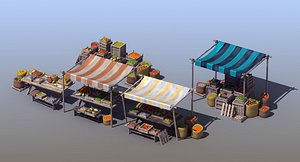 3d model market stall