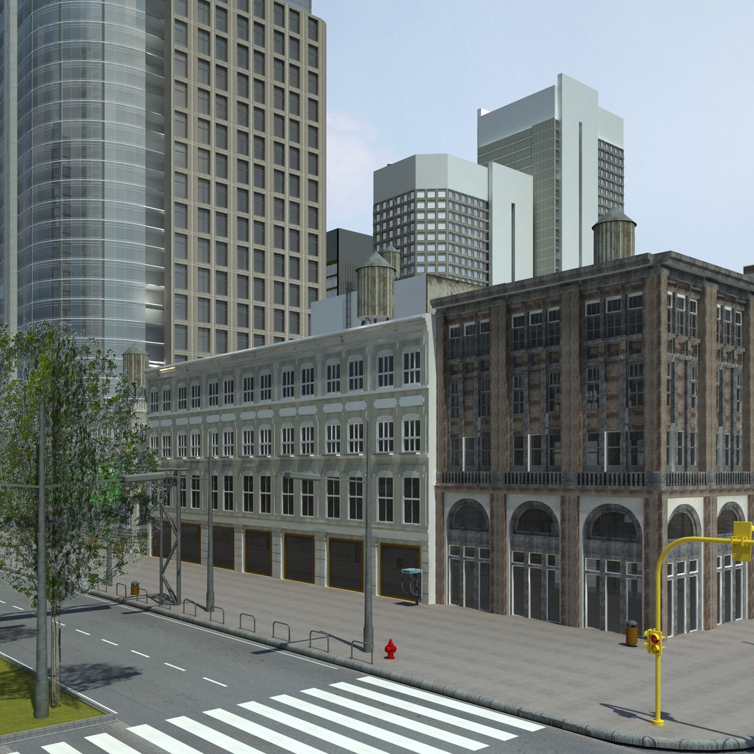 3d model of modular cityscape trees architectural