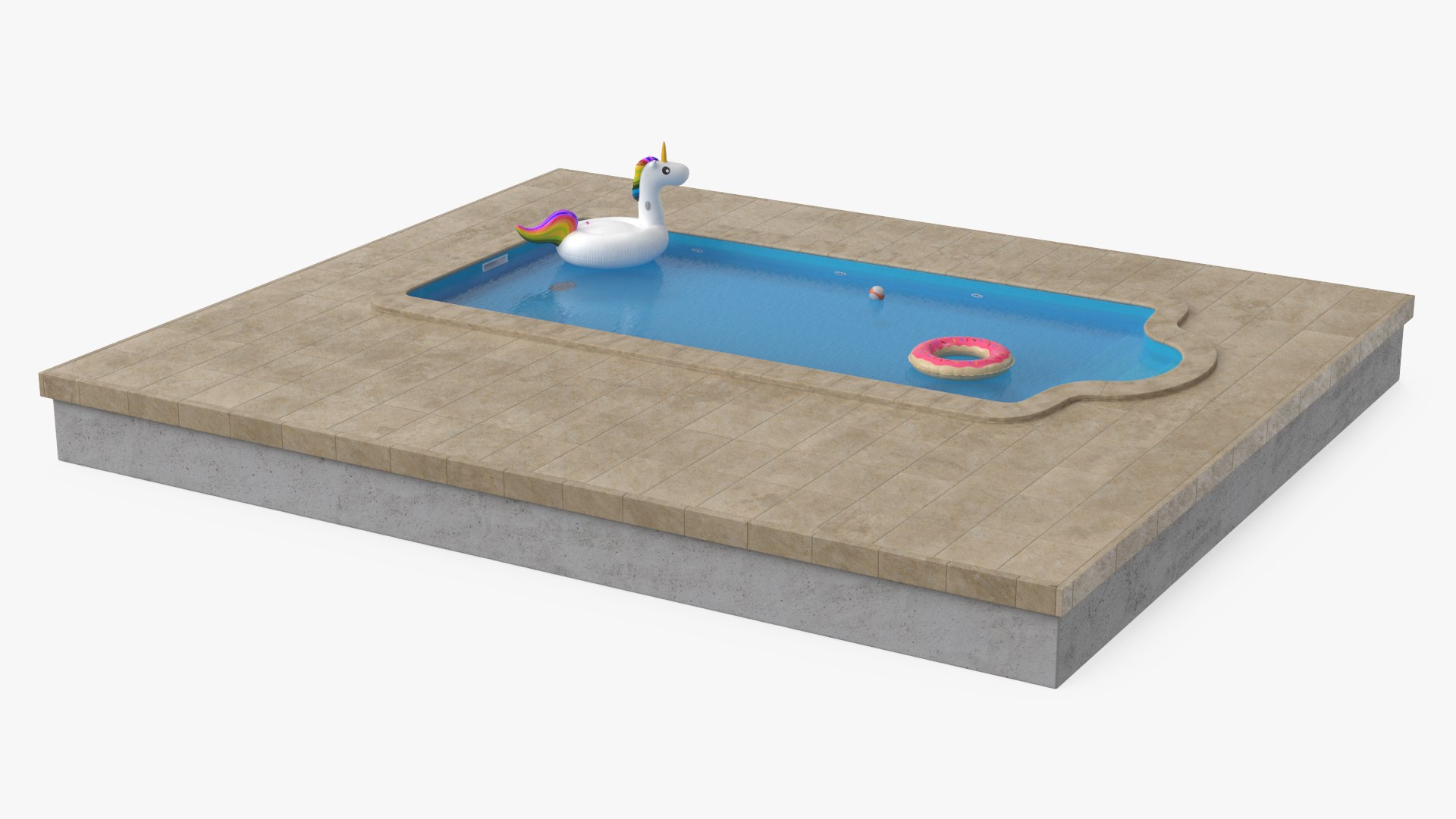 3D Backyard Pool Shallow Entry Water Floats - TurboSquid 2393001