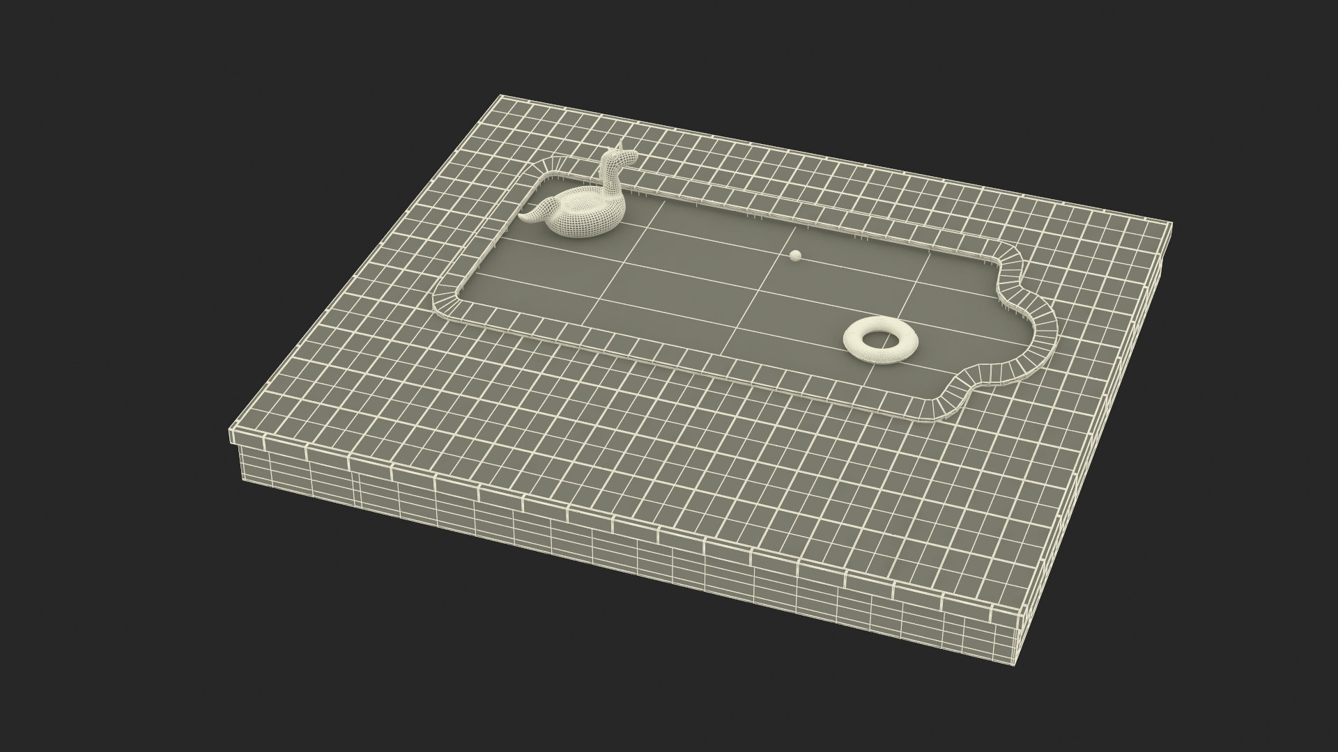 3D Backyard Pool Shallow Entry Water Floats - TurboSquid 2393001