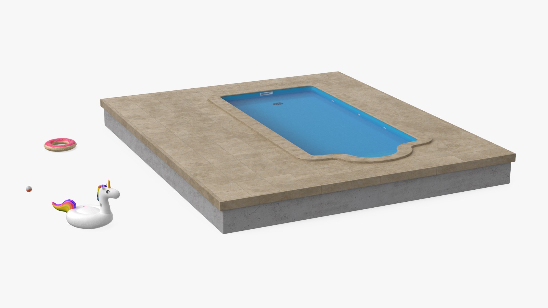 3D Backyard Pool Shallow Entry Water Floats - TurboSquid 2393001