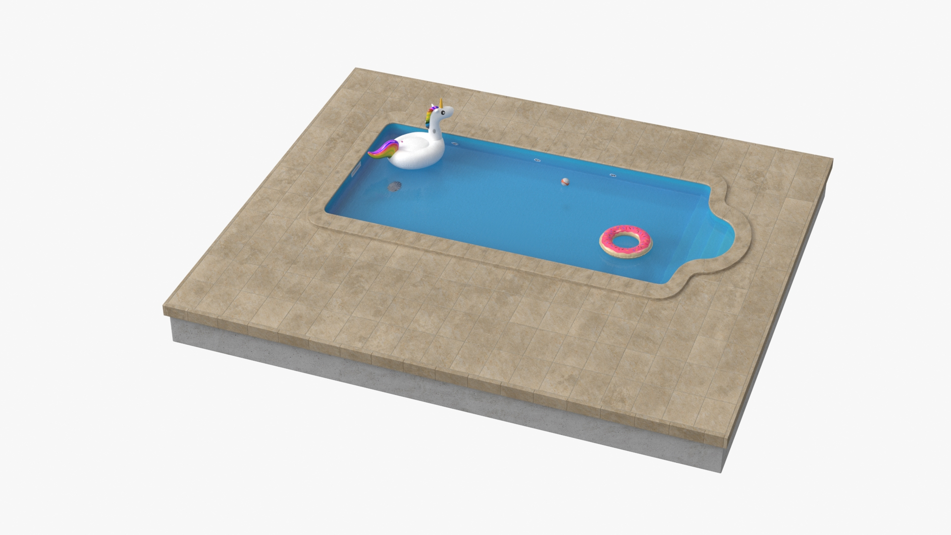3D Backyard Pool Shallow Entry Water Floats - TurboSquid 2393001