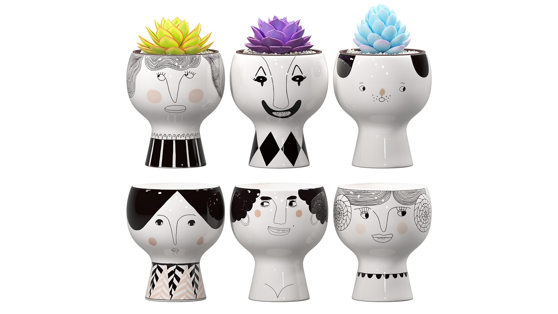 Flower Me Happy Pots 02 3D - TurboSquid 2096902