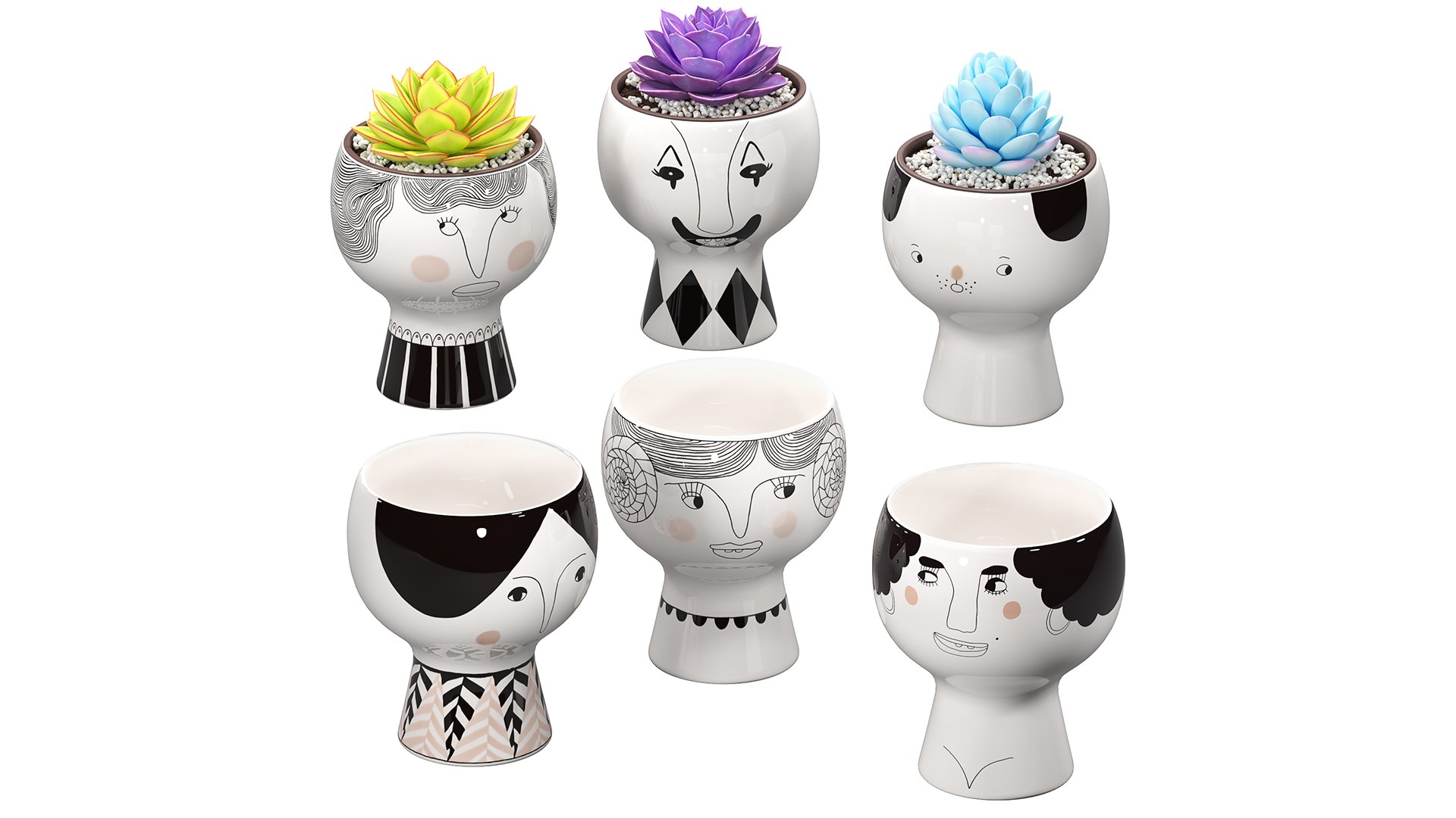 Flower Me Happy Pots 02 3D - TurboSquid 2096902