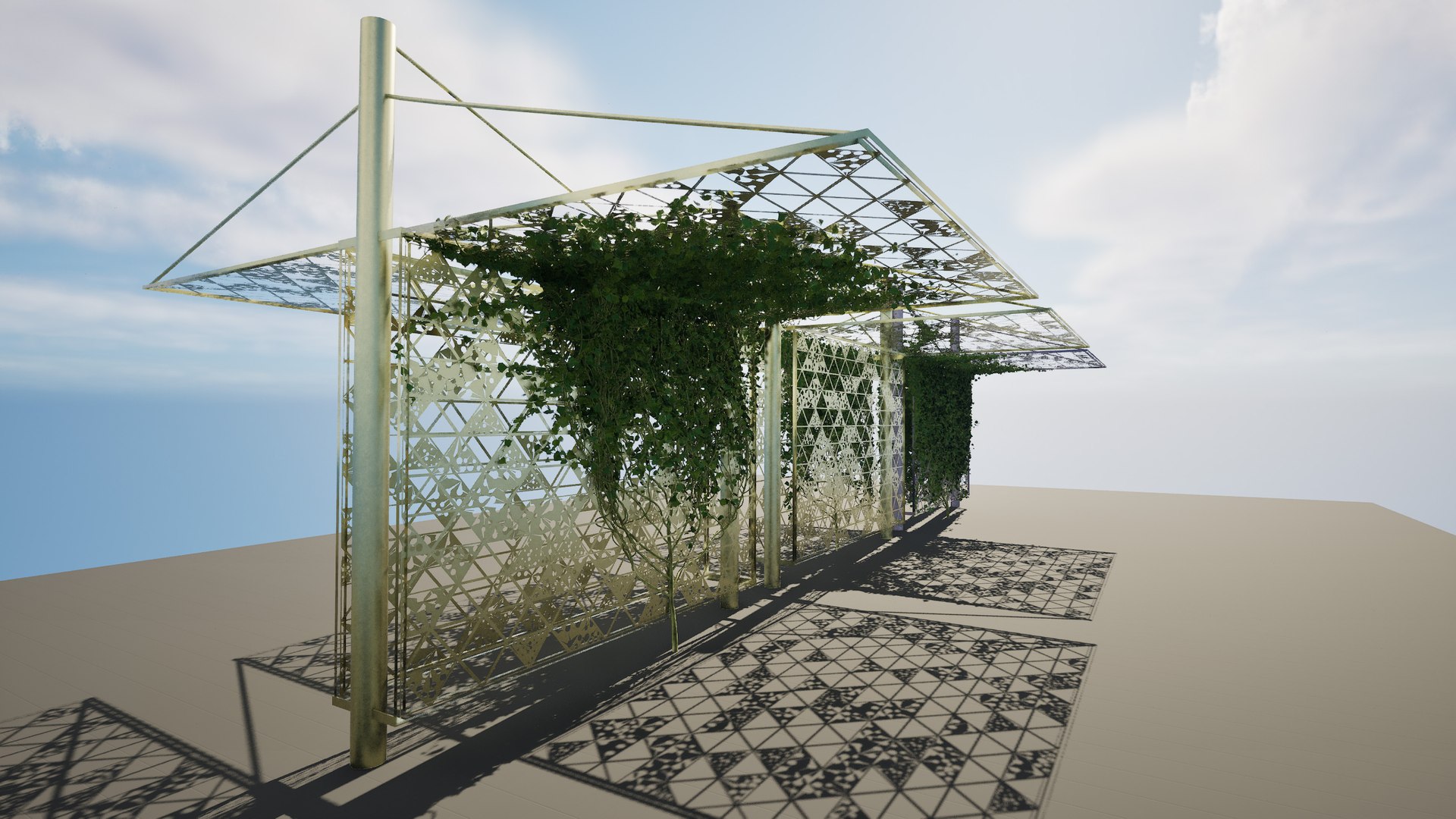 Oasis With Perforated Panel Shades And Lush Ivy Model - TurboSquid 2159544