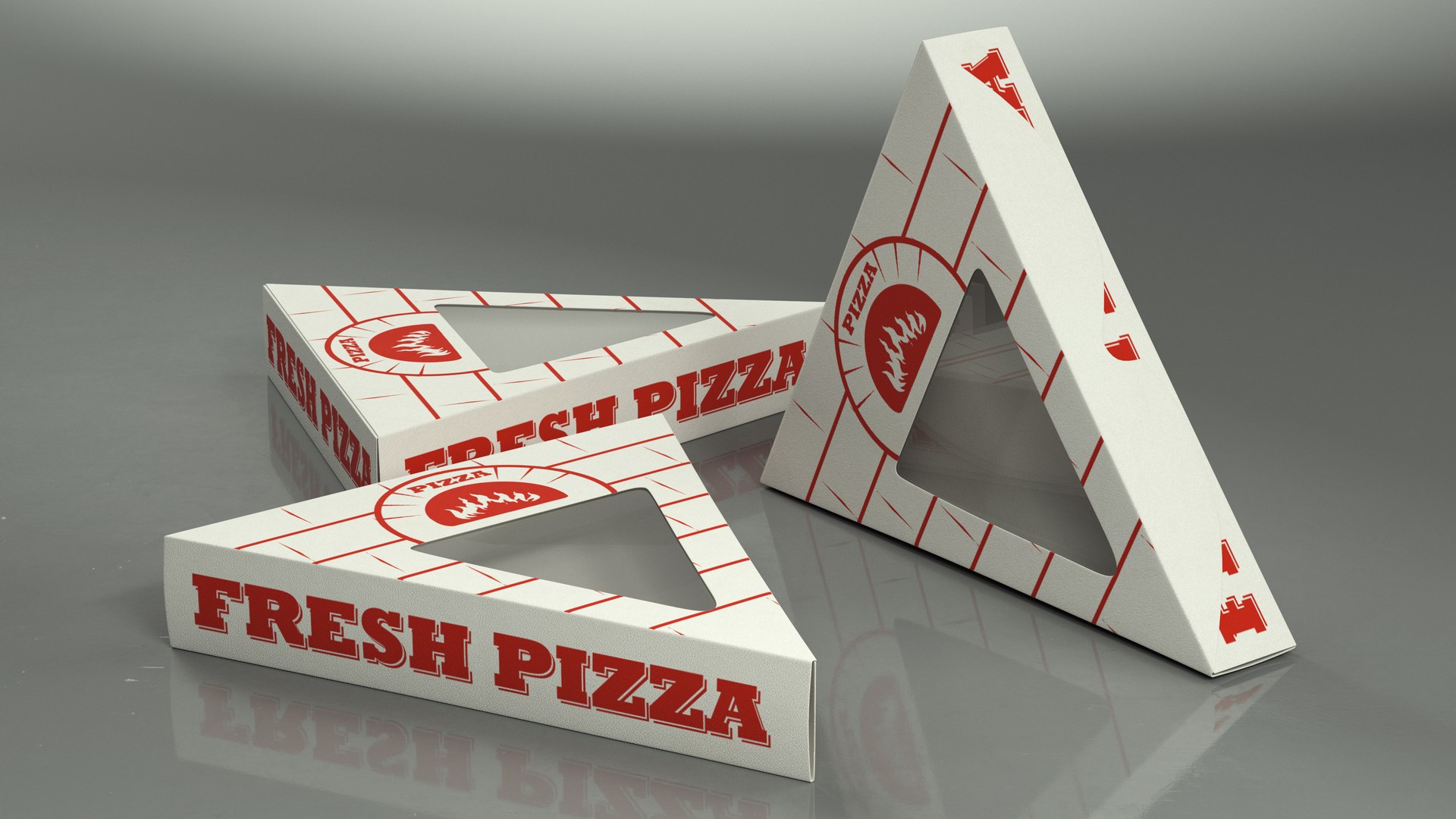 Triangle Pizza Slice Packaging Box With Window 3D Model - TurboSquid 2155957