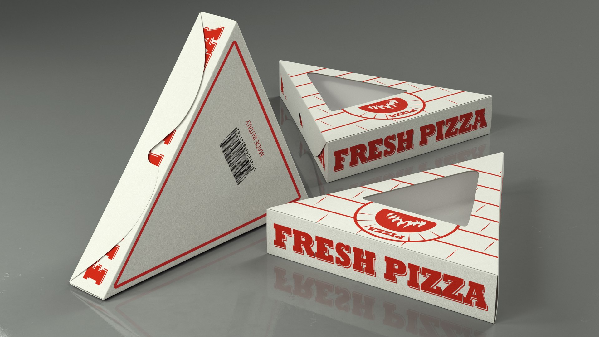 Triangle Pizza Slice Packaging Box With Window 3D Model - TurboSquid 2155957