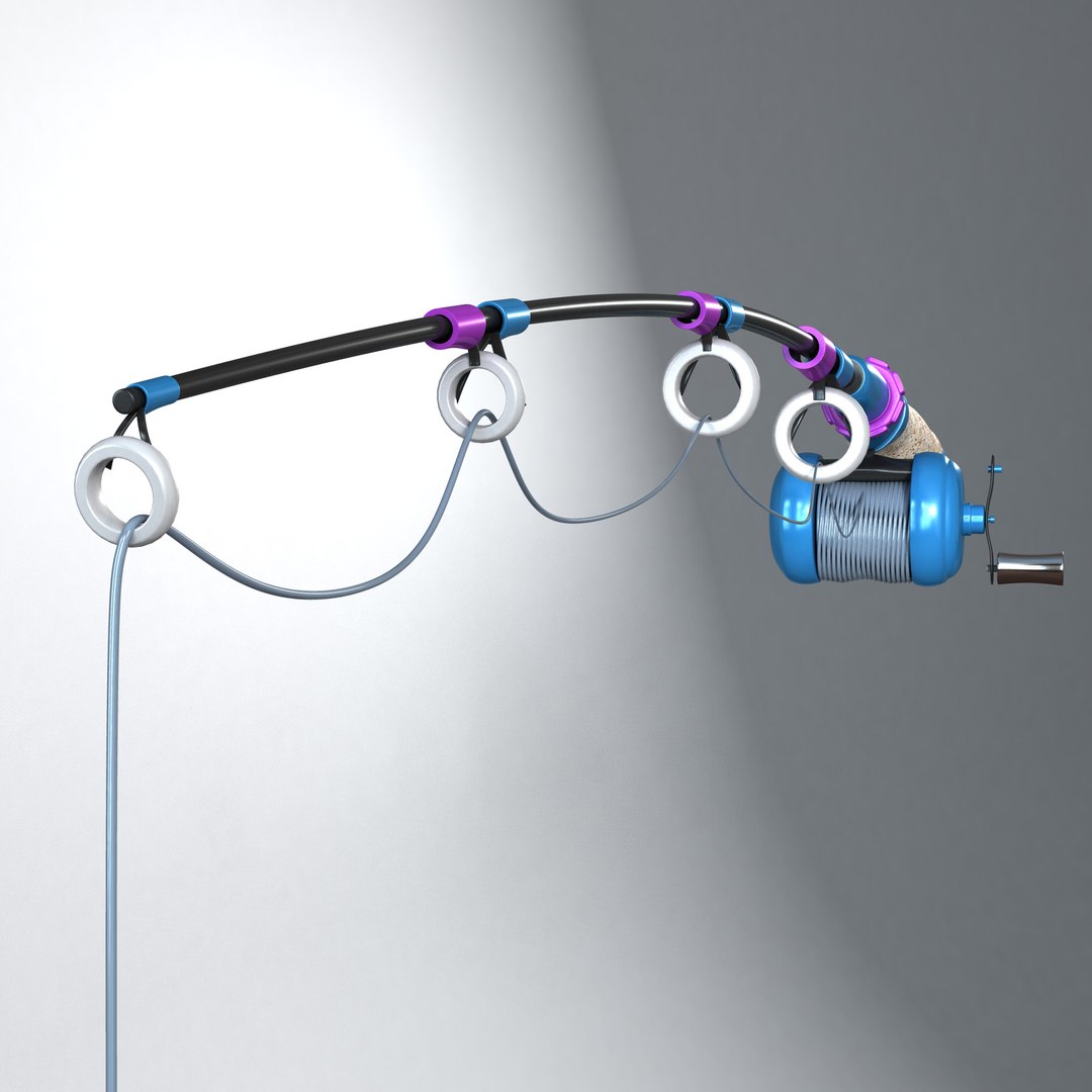 Simple Cartoon Fishing Pole Obj