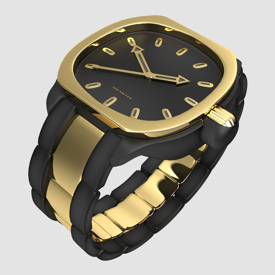3D Metal Strap Watch Gun Gold Model - TurboSquid 2382678