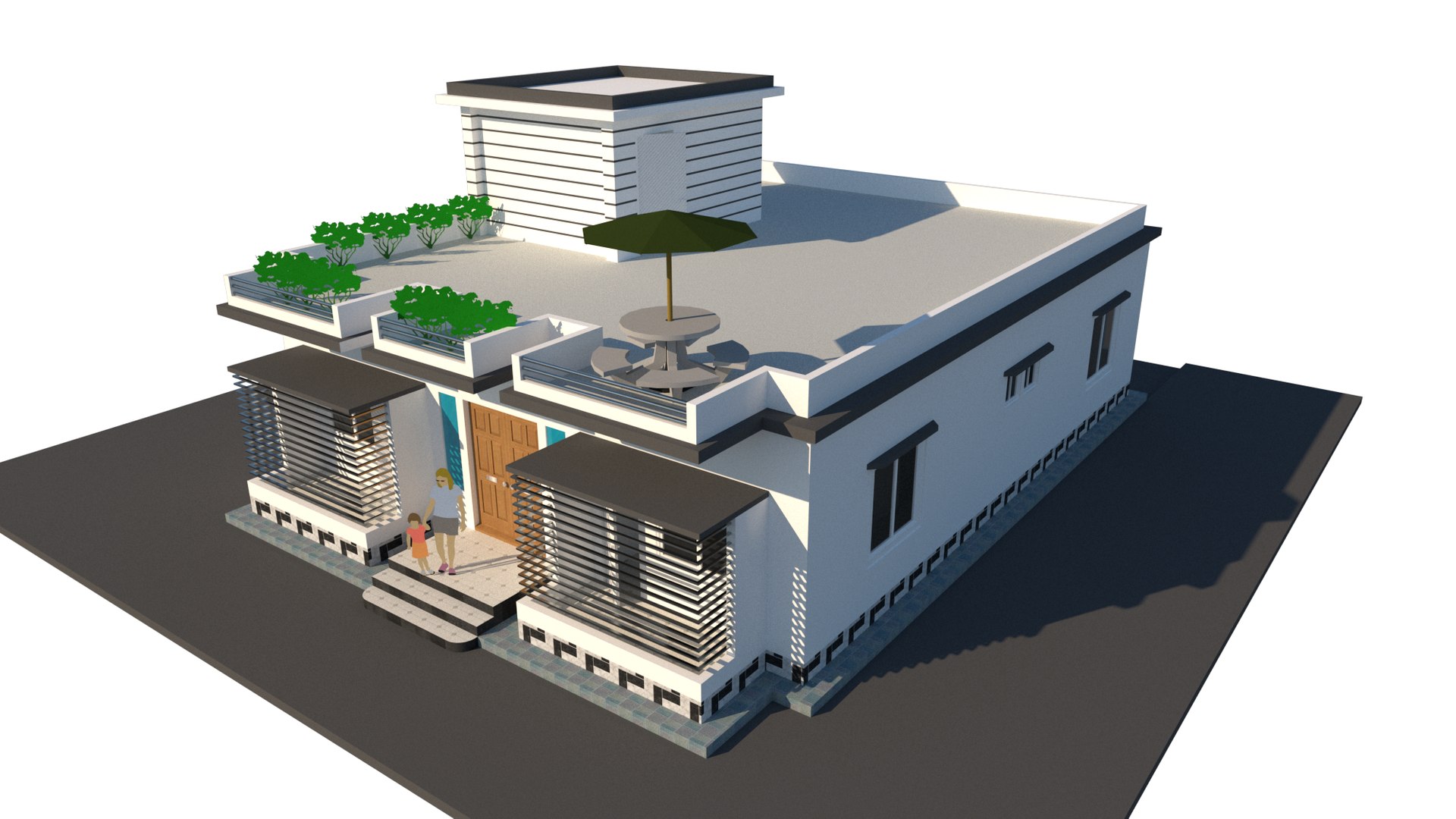 4 Bed Single Story House Complete design 3D model - TurboSquid 2109316