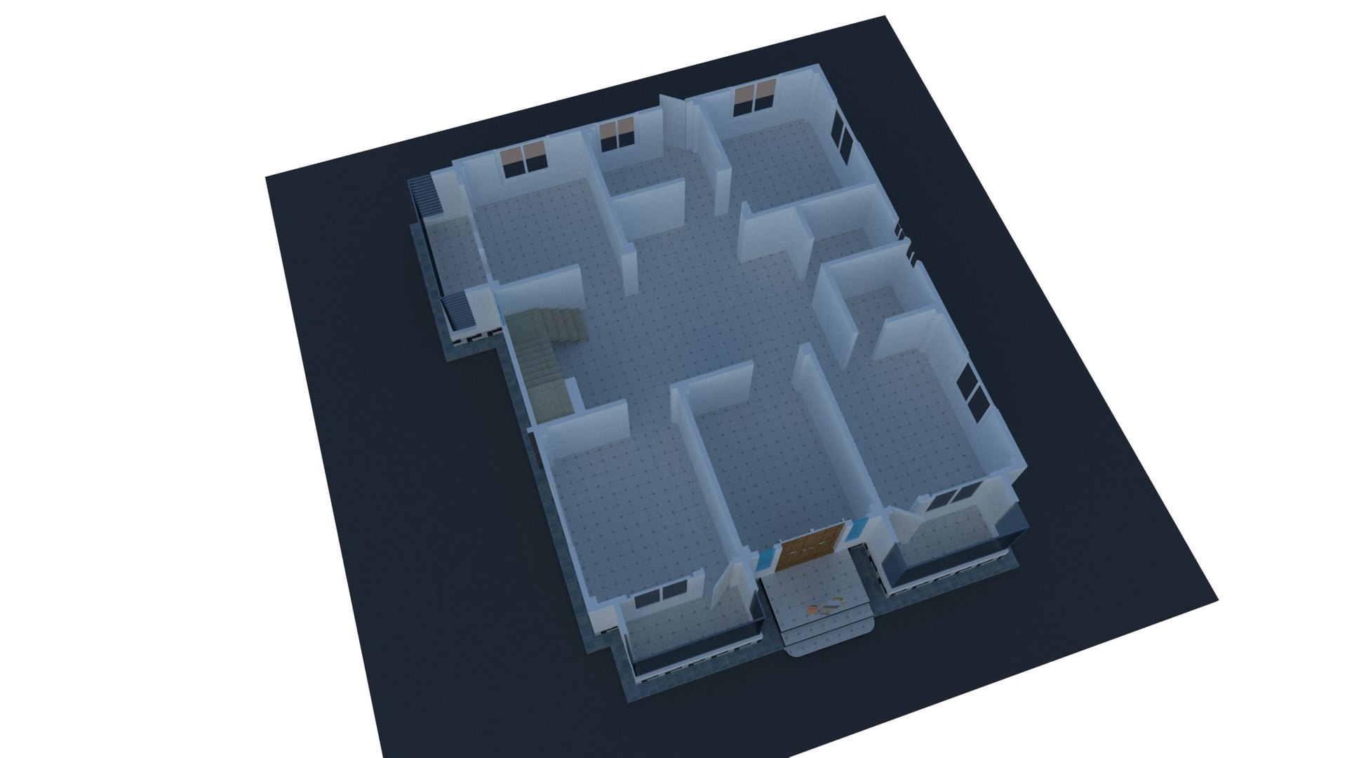 4 Bed Single Story House Complete design 3D model - TurboSquid 2109316