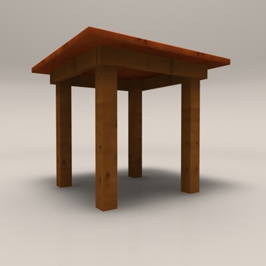 Square Wood Table Chairs 3d 3ds