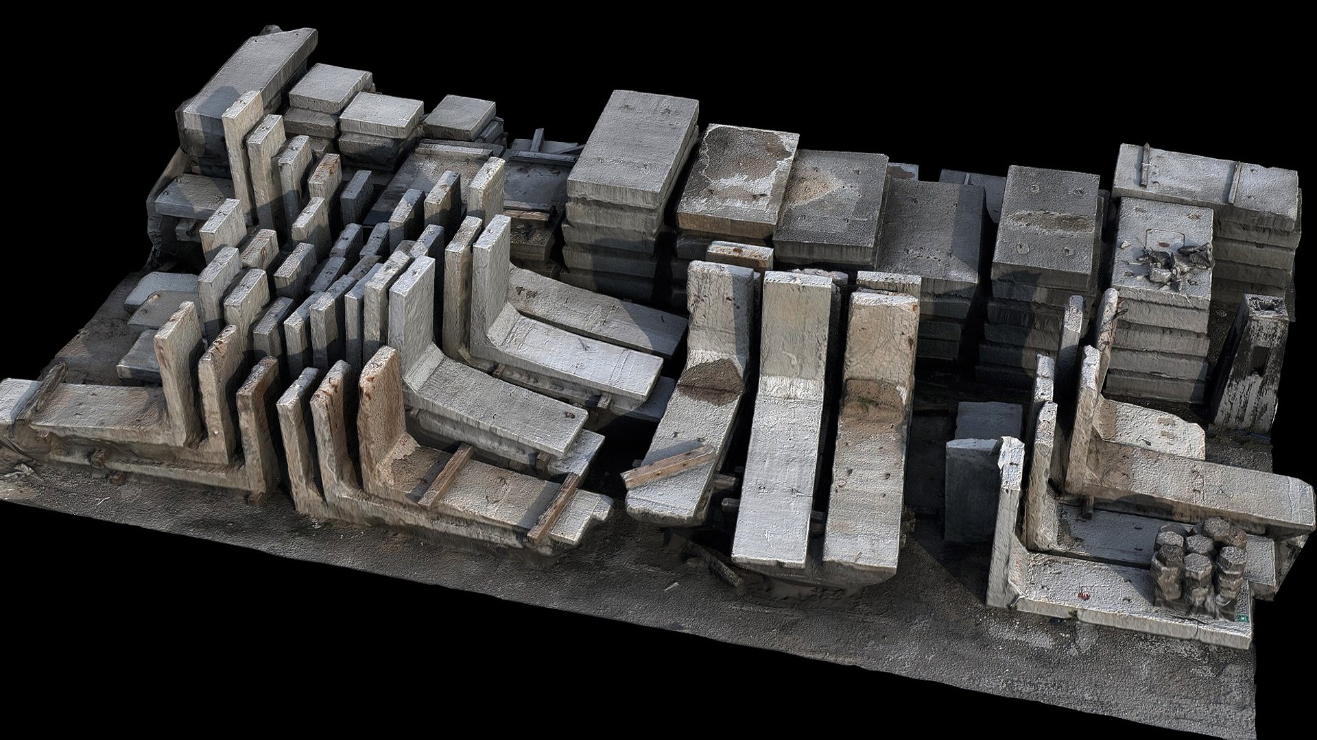 Concrete Large Blocks Storage Construction-site Photogrammetry 3D Model ...
