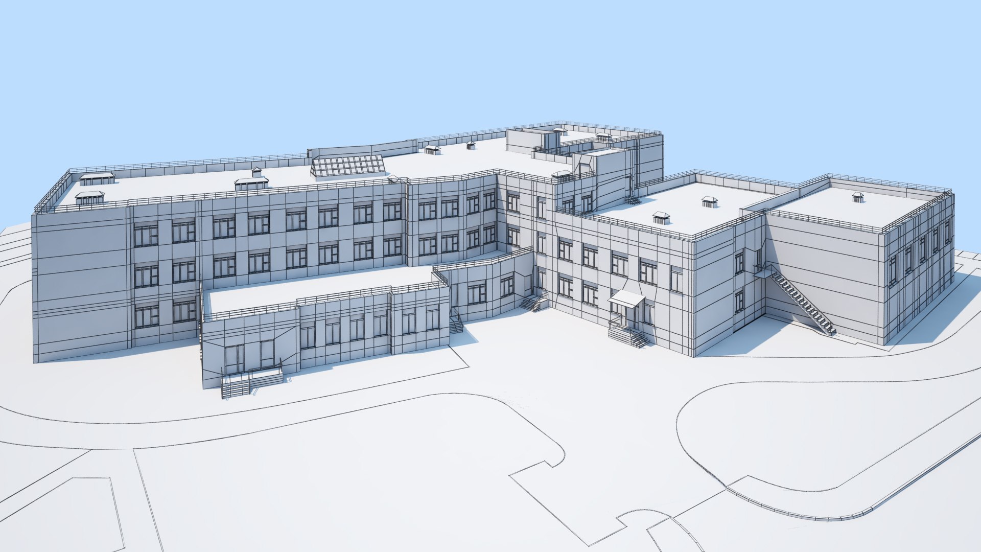 3D School Building Model - TurboSquid 1352058