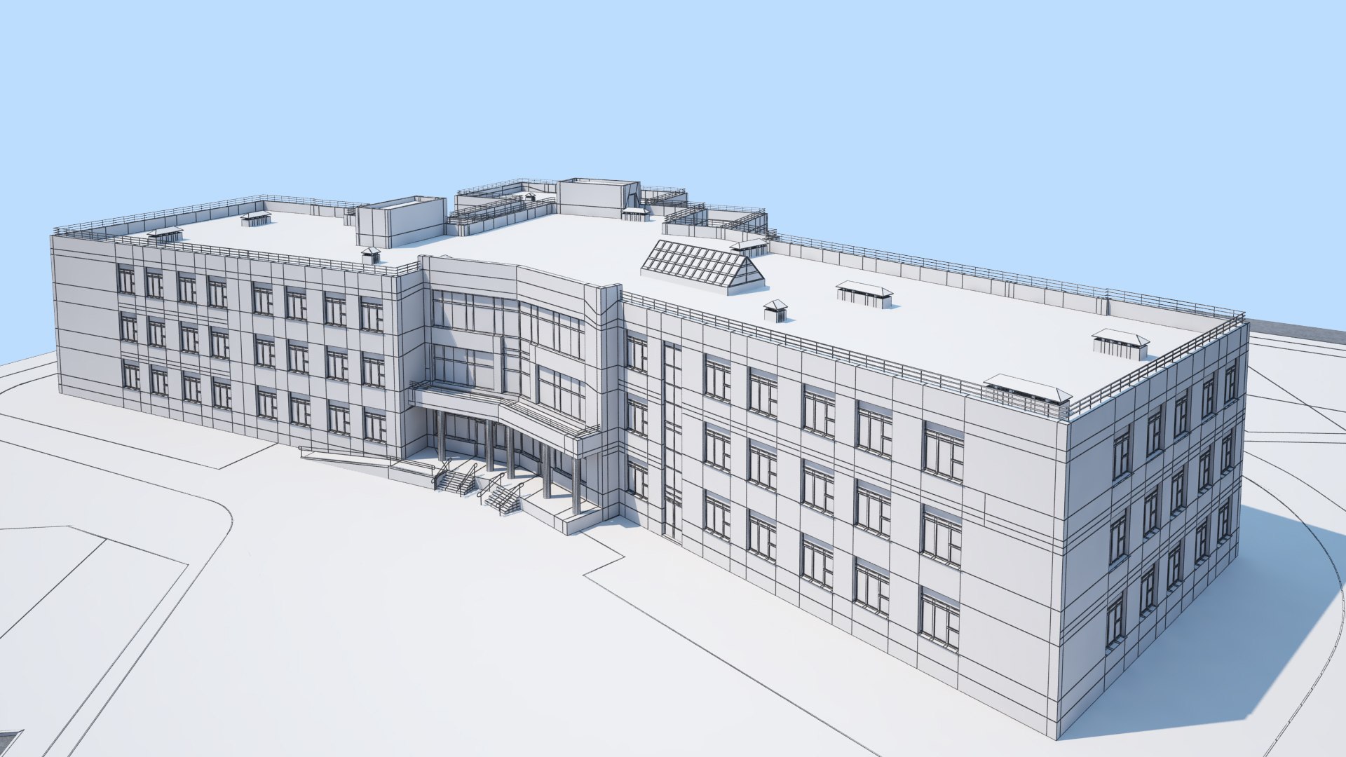 3D School Building Model - TurboSquid 1352058