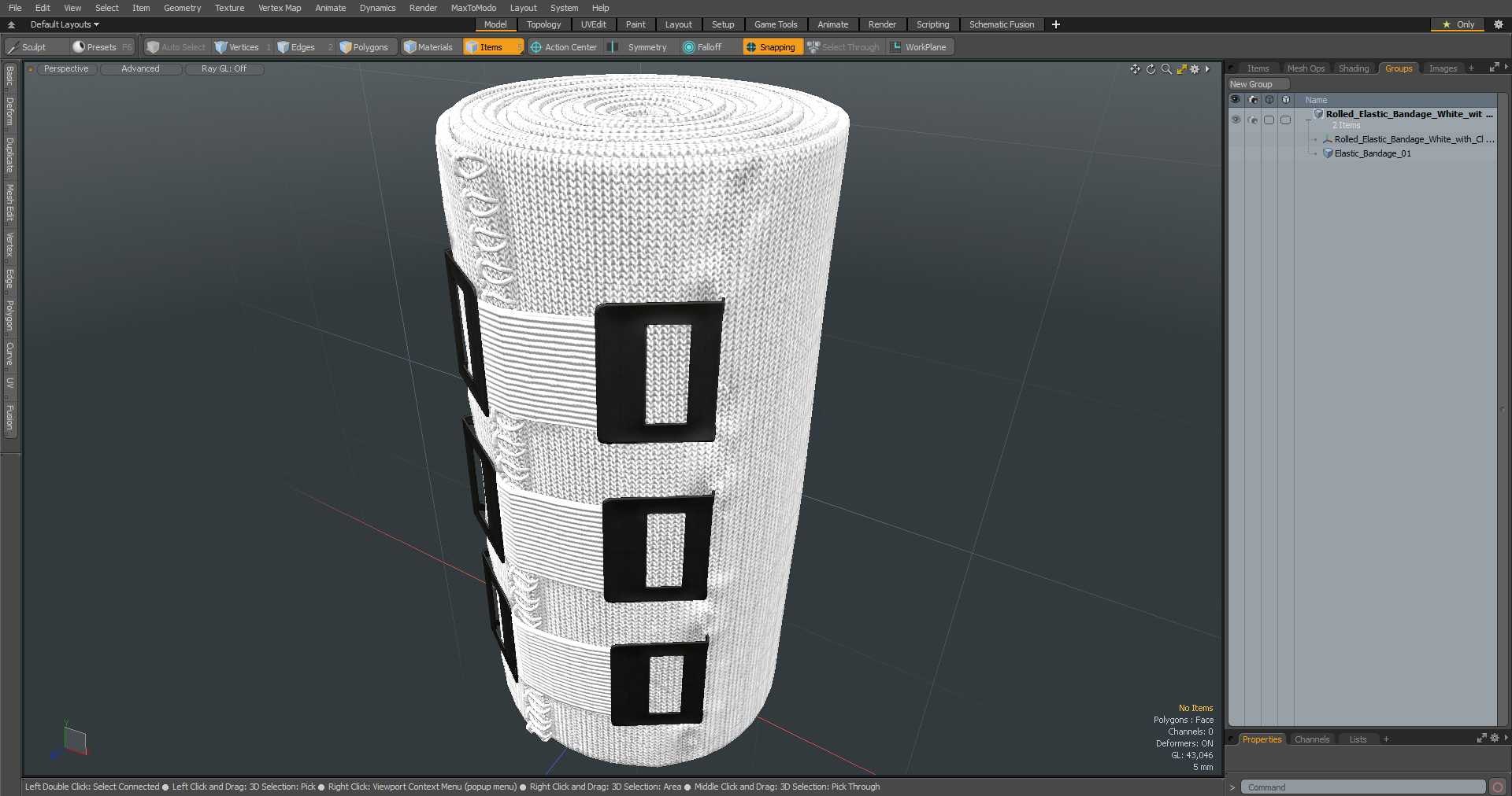 3D Model Rolled Elastic Bandage White With Clamps - TurboSquid 2224956