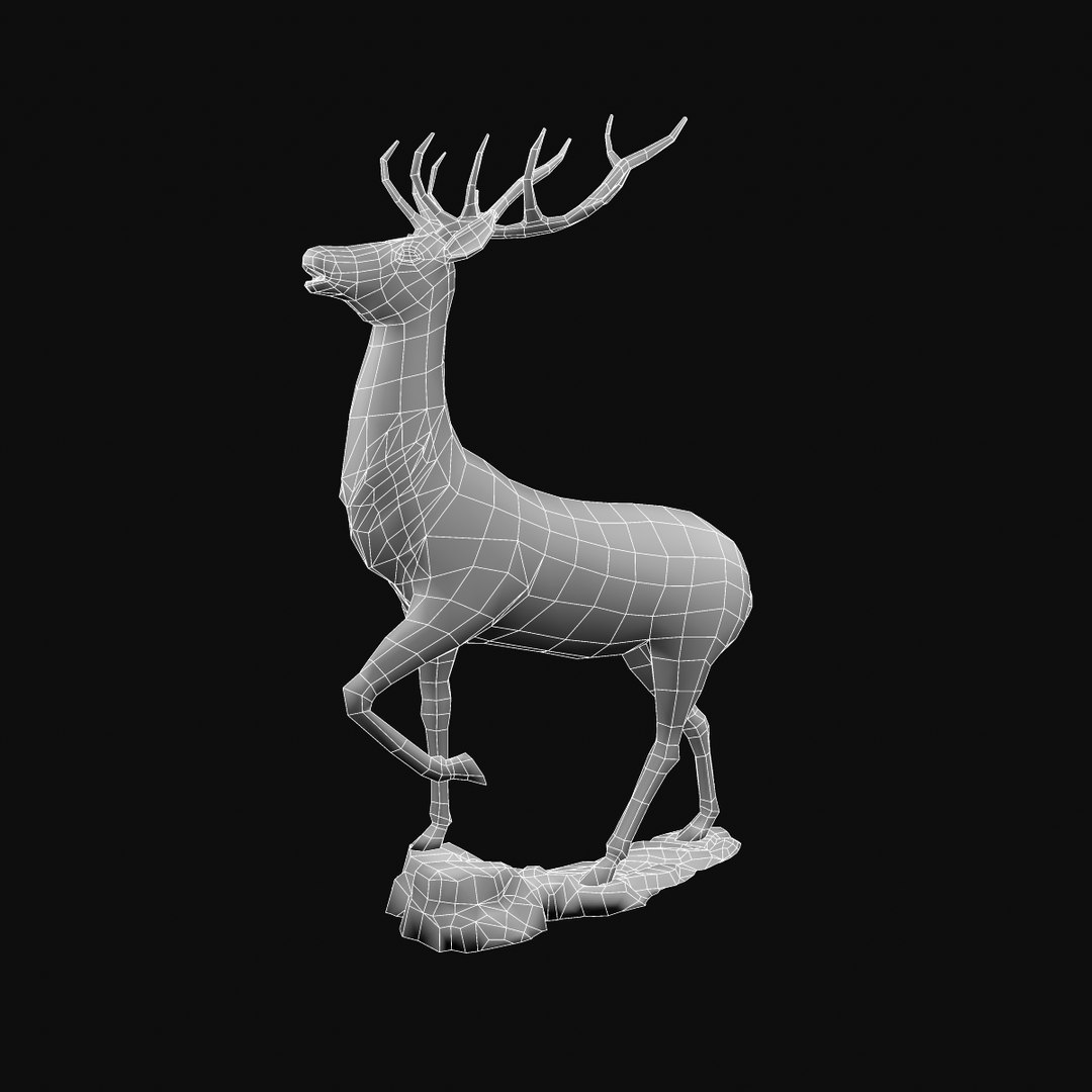 3d Stag Statue Model