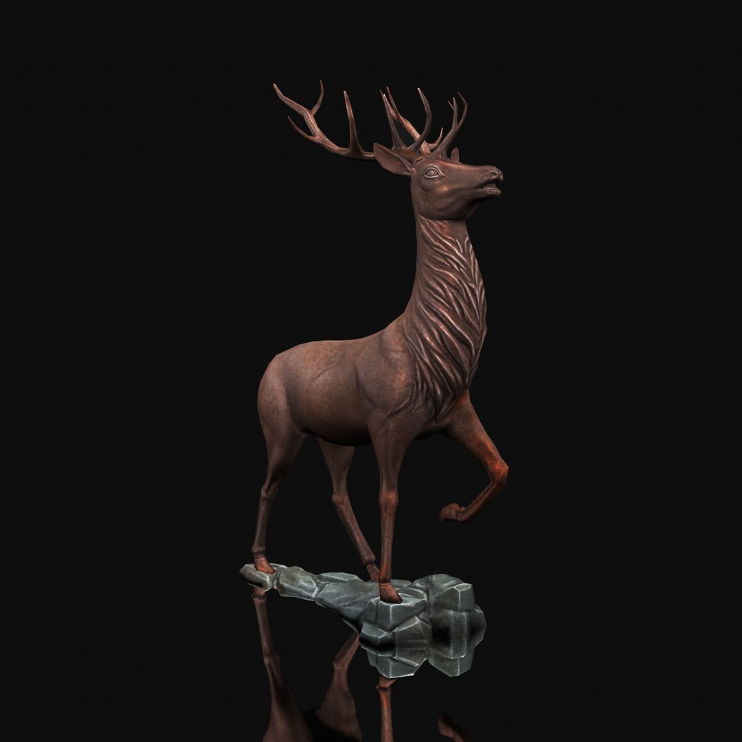 3d Stag Statue Model