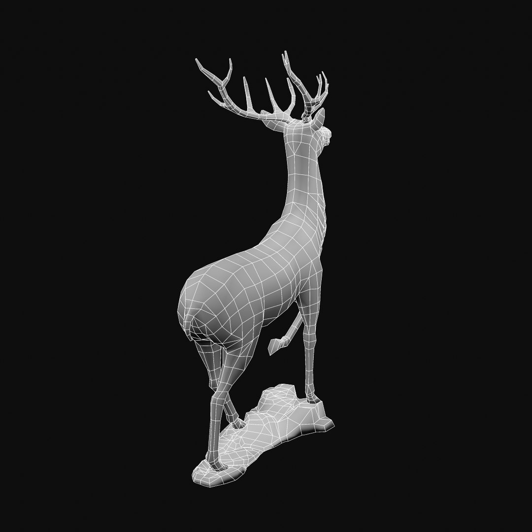 3d Stag Statue Model