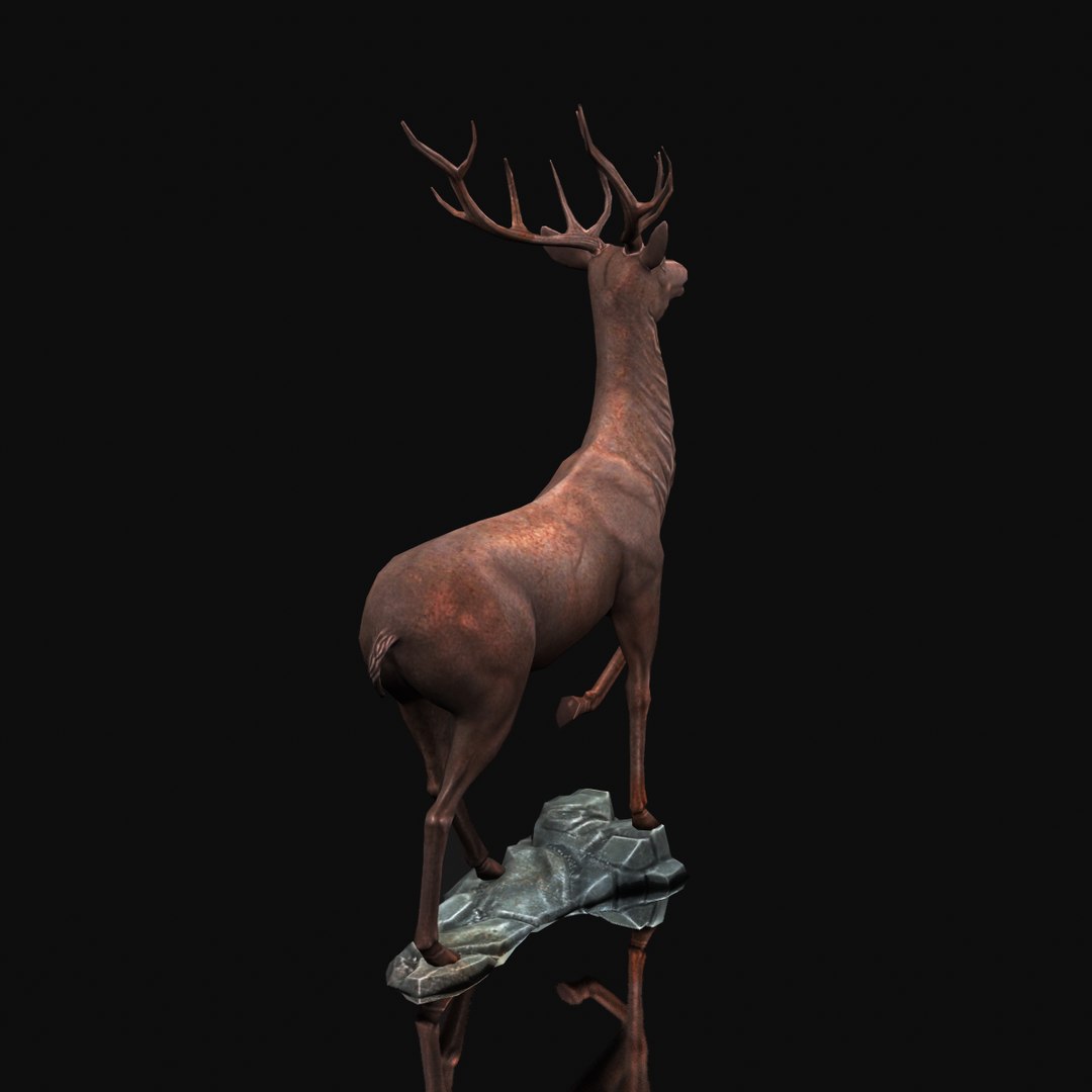 3d Stag Statue Model