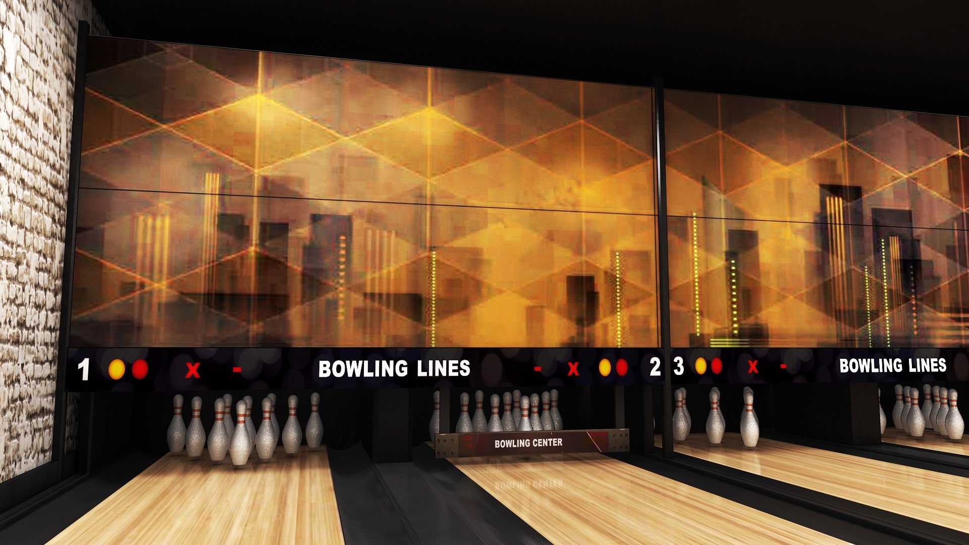 3D model realistic bowling arcade center - TurboSquid 1520356
