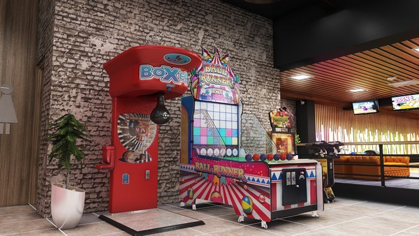 modelo 3d Centro de juegos de arcade y bolos realista - TurboSquid 1520356