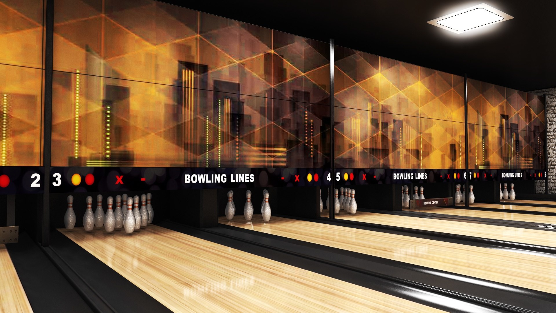 3D model realistic bowling arcade center - TurboSquid 1520356