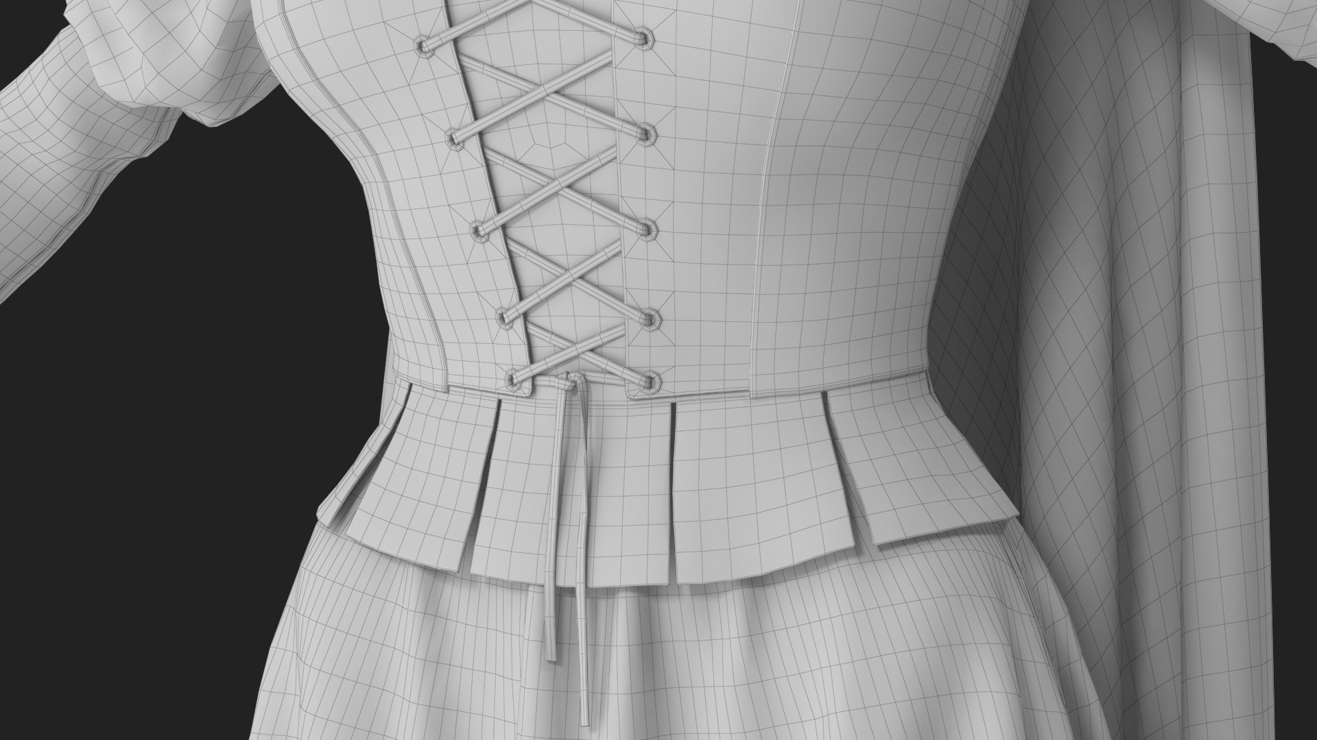 3D Corset Dress with Cape 2 - TurboSquid 2128872