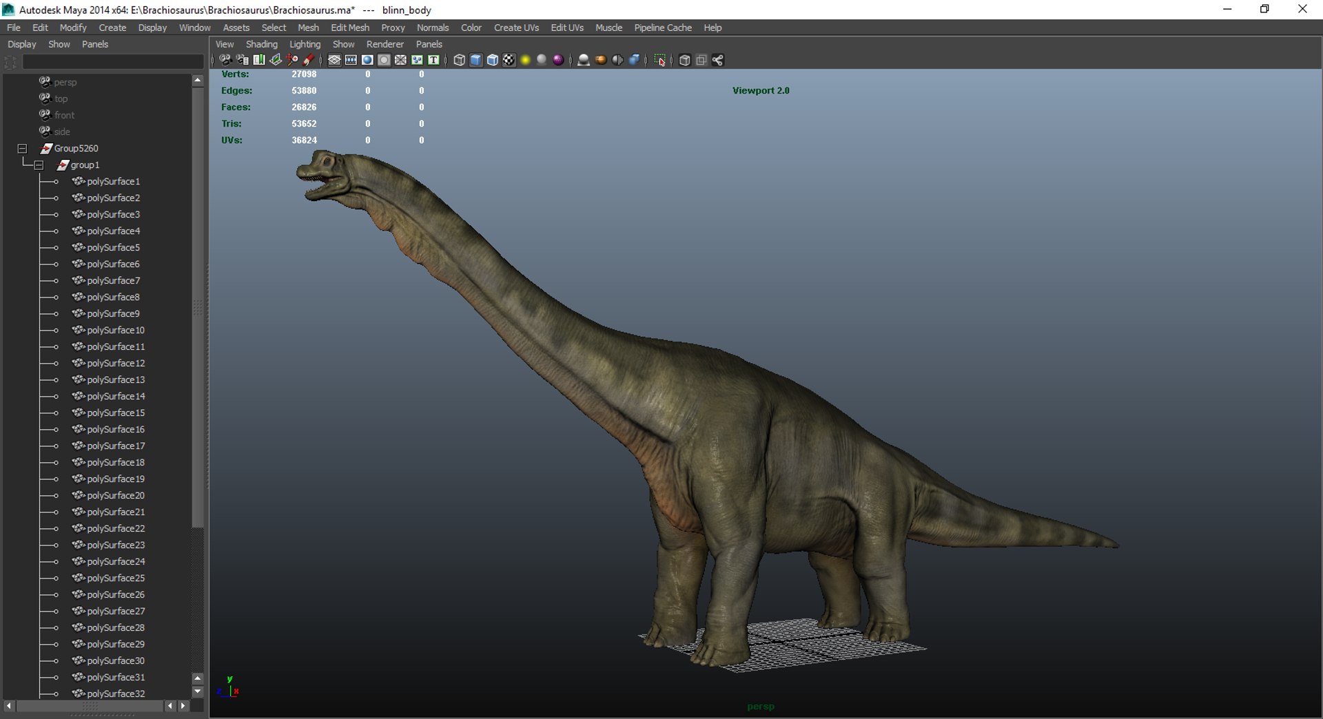 Brachiosaurus dinosaur rig studio 3D model - TurboSquid 1320292
